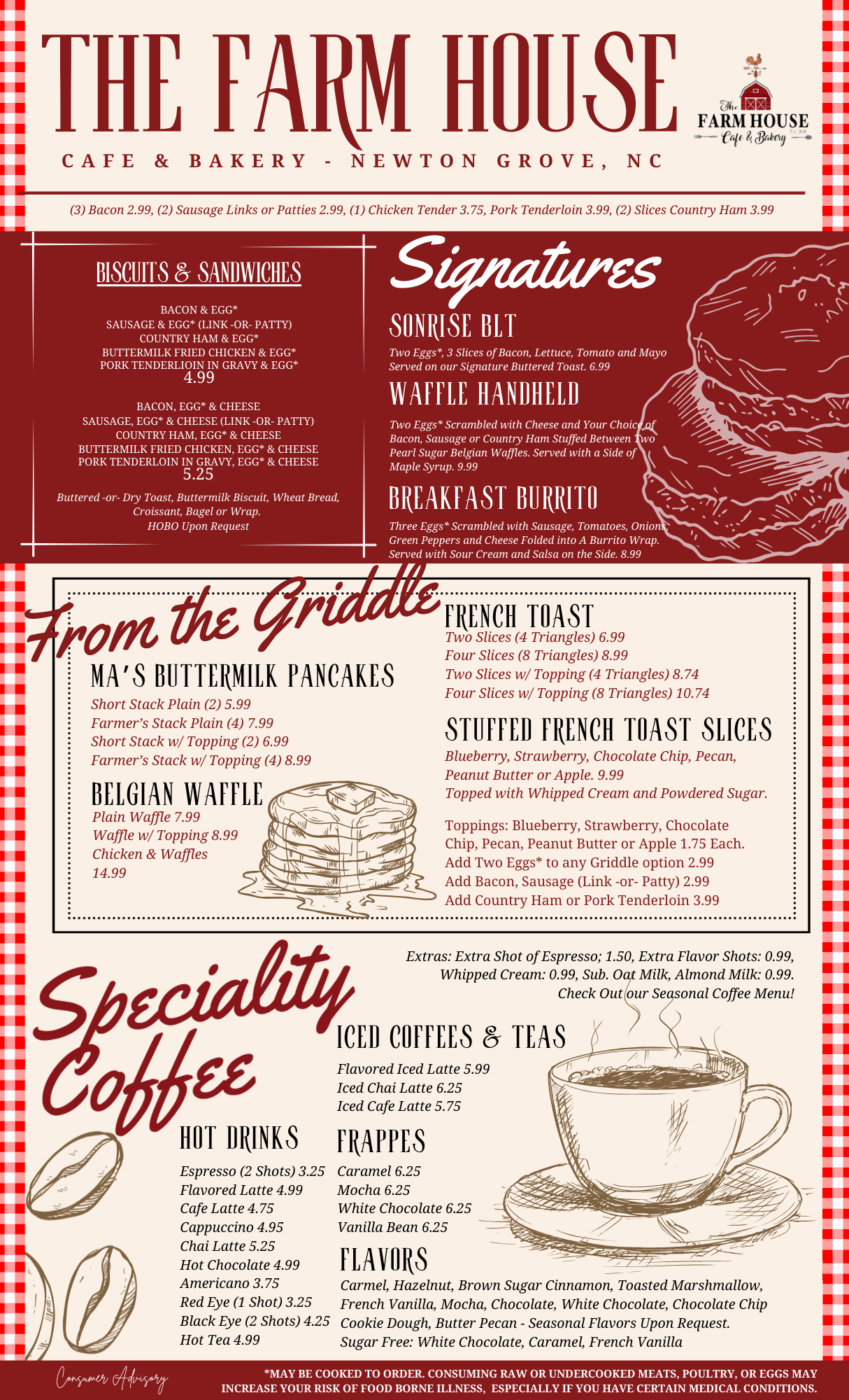 Newton Grove Menu — Farmhouse Cafe & Bakery