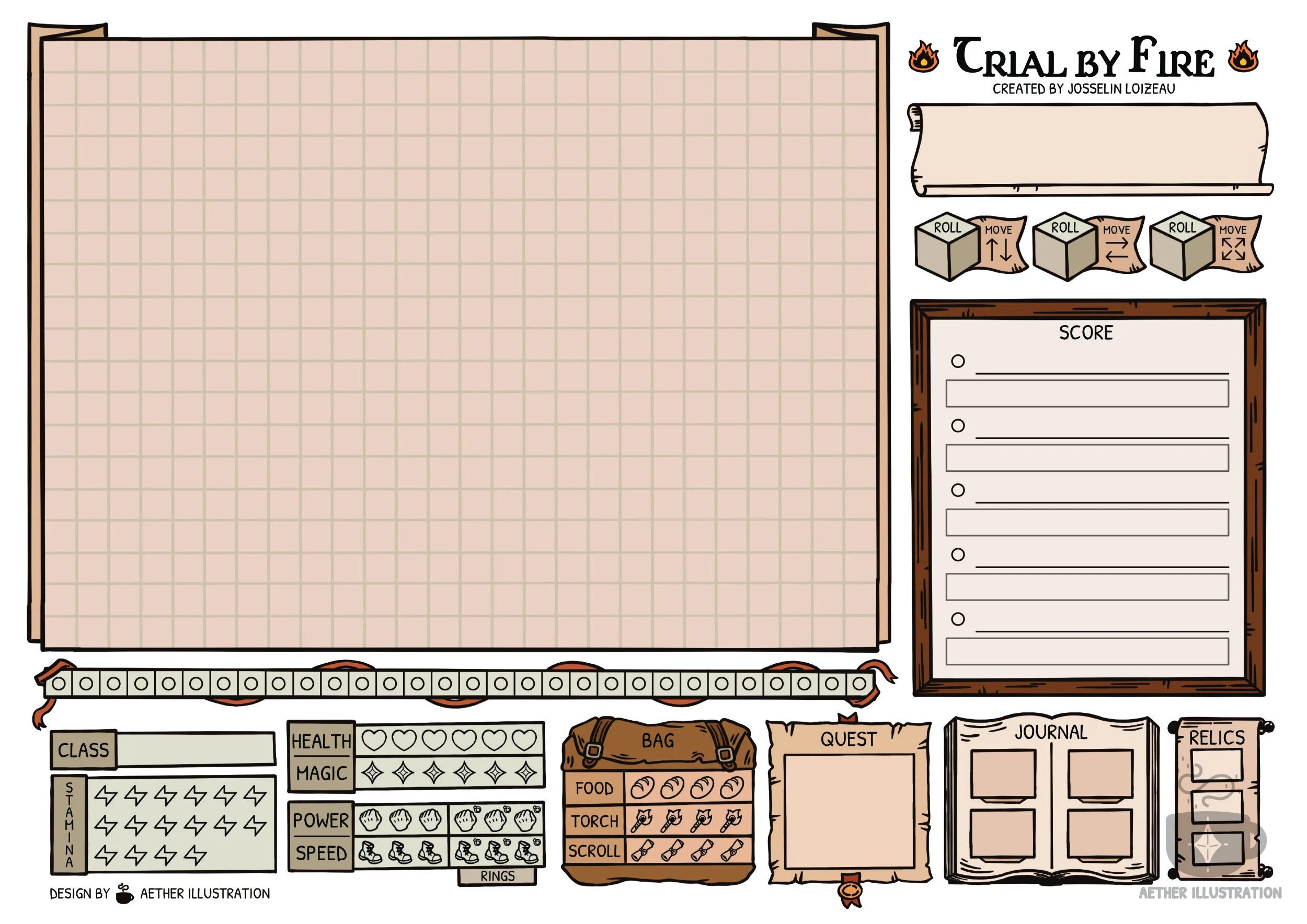 Bespoke Character Sheets for your TTRPG — Aether Illustration