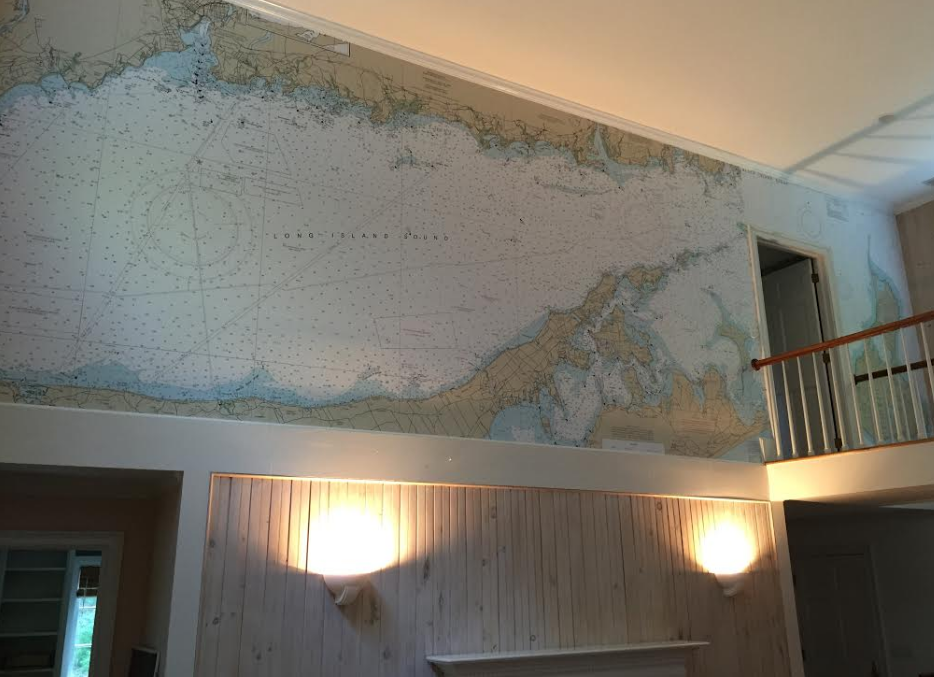 Making a "great room" greater with a nautical chart mural — Nautical ...