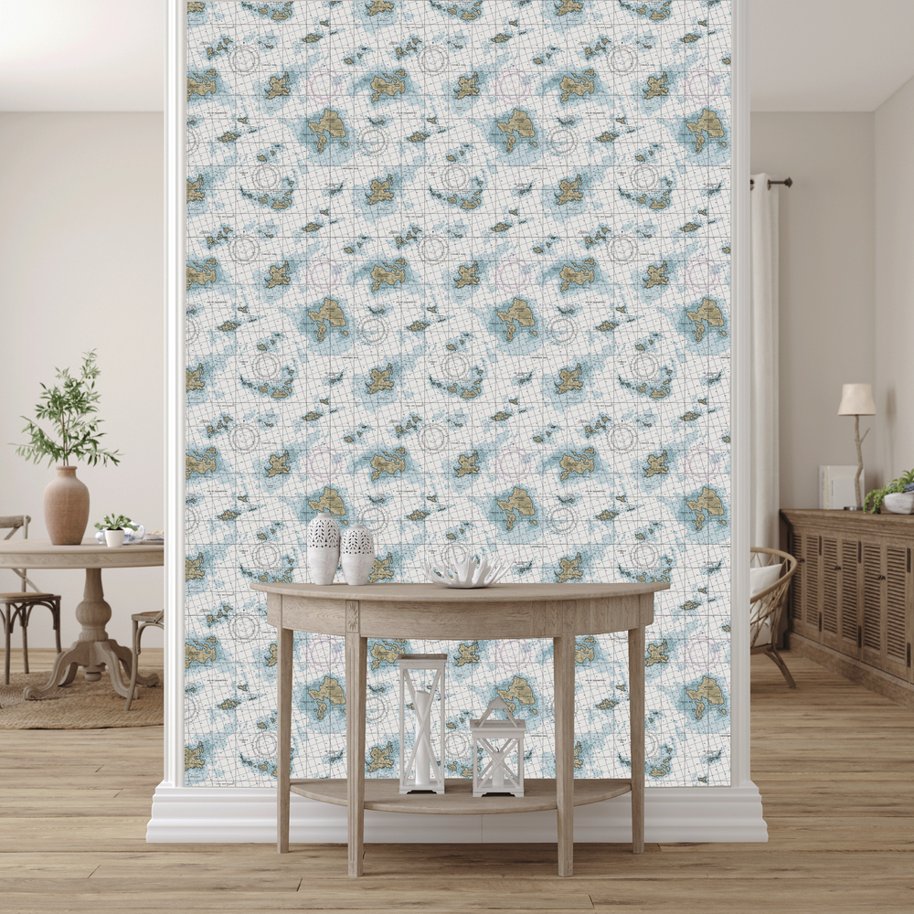 Skippers Dream Custom Repeating Wallpaper — Nautical Chart Wallpaper ...