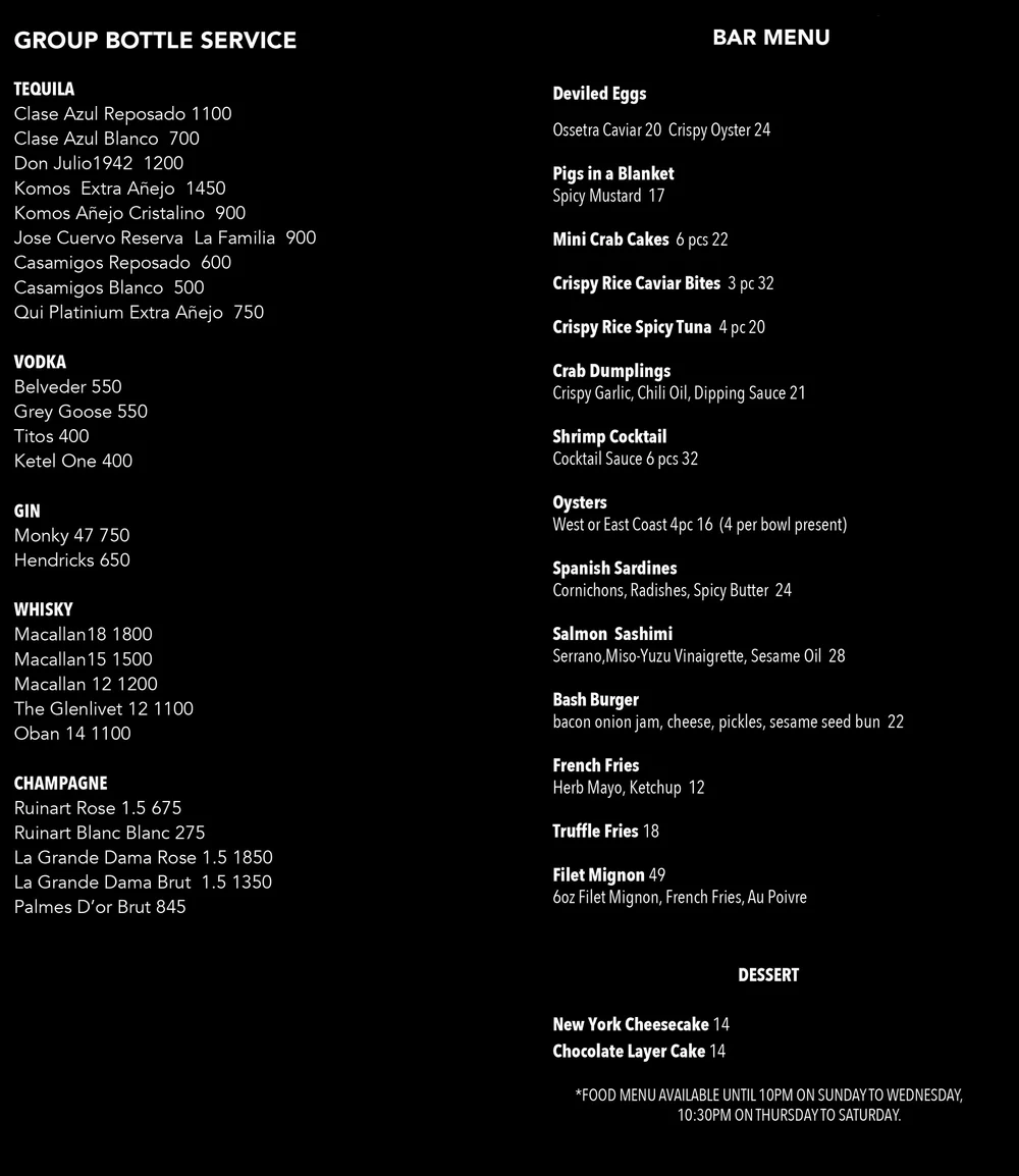 Menu — Galerie Bar