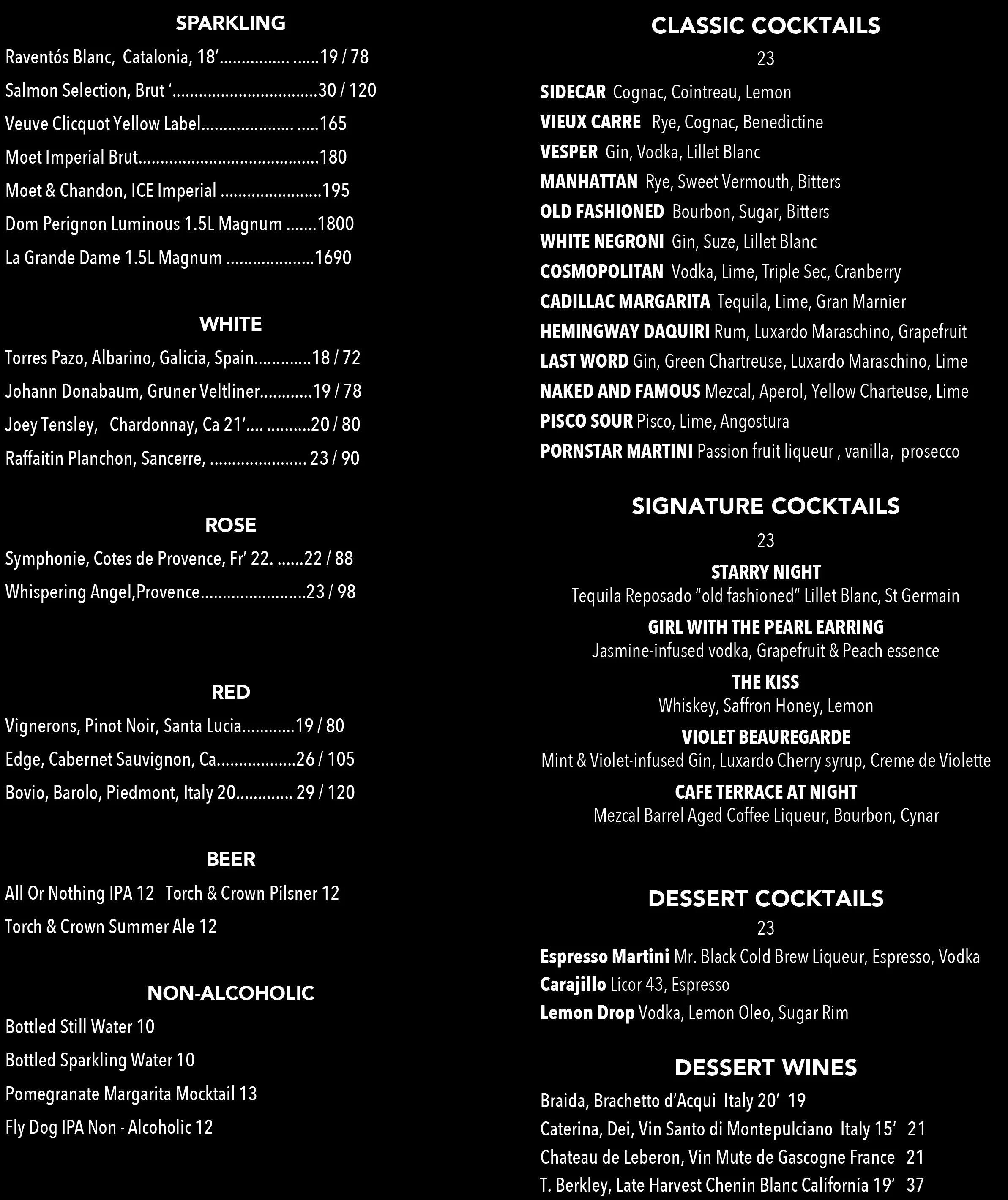 Menu — Galerie Bar