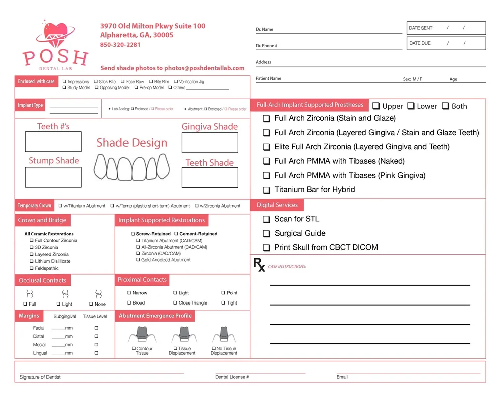 Lab Scripts — Posh Dental Lab