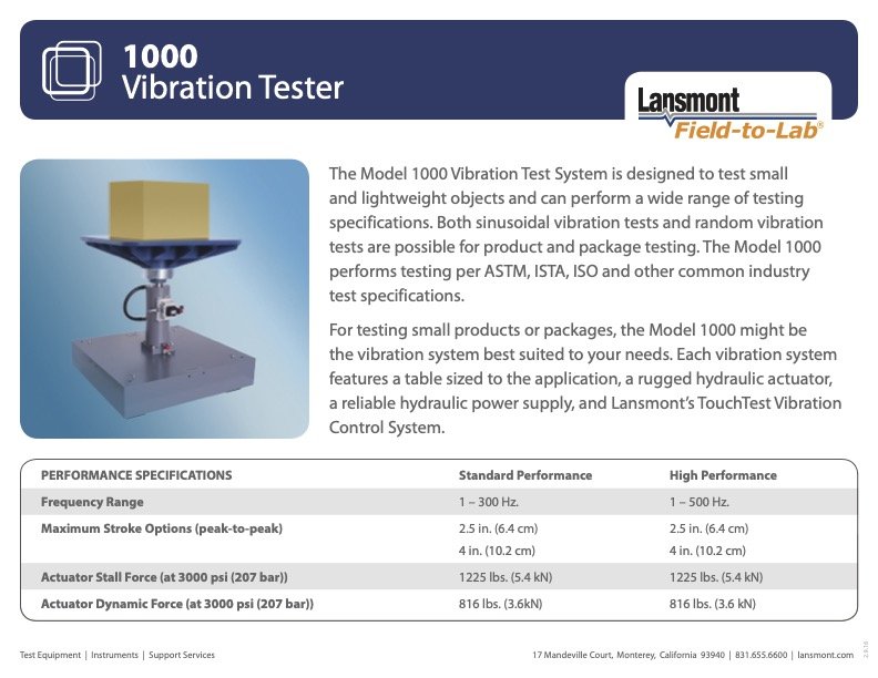 Lansmont Model 1000 :: HALT & HASS Australia Lansmont Model 1000 :: HALT & HASS Australia