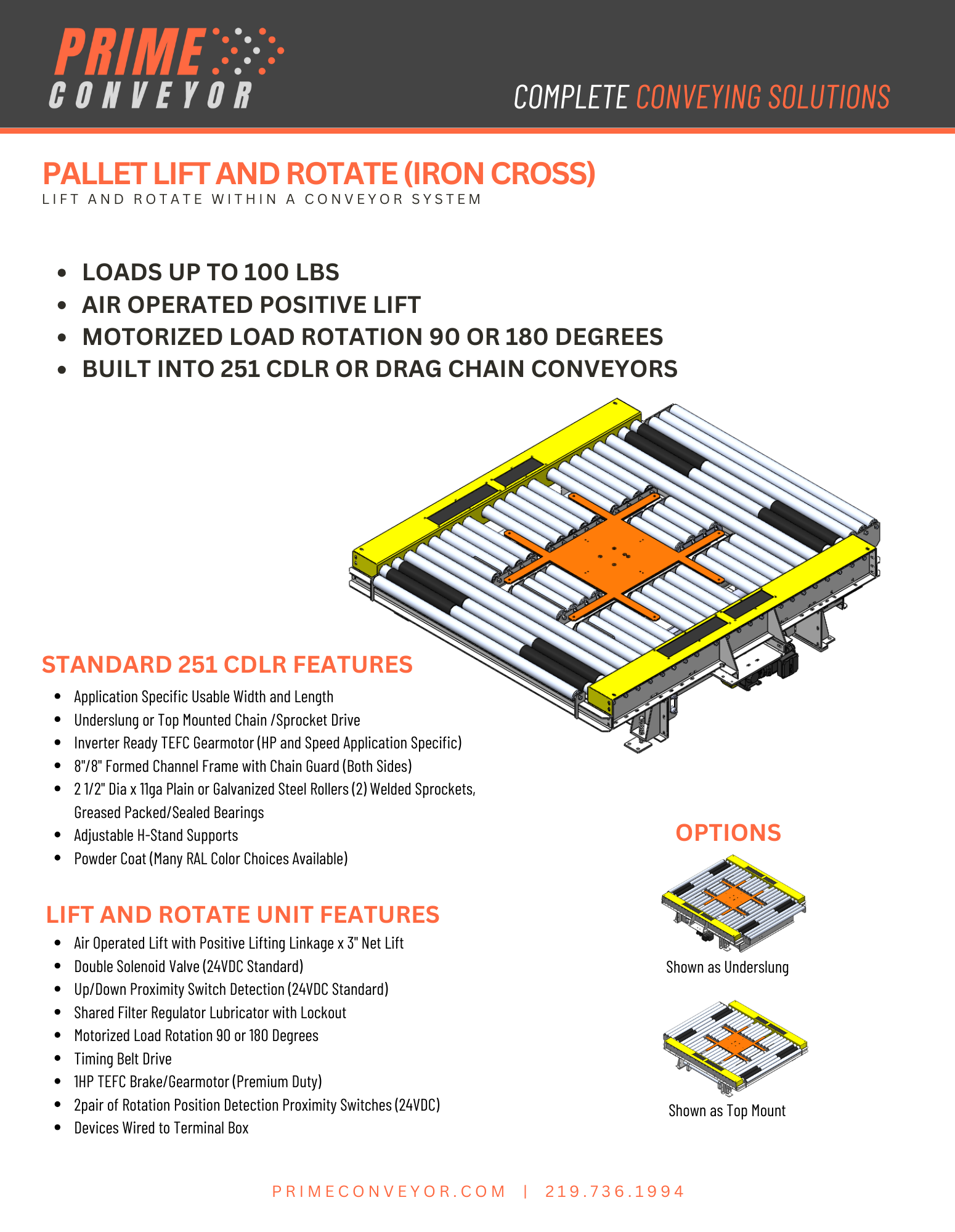 PALLET LIFT AND ROTATE (IRON CROSS) — Prime Conveyor