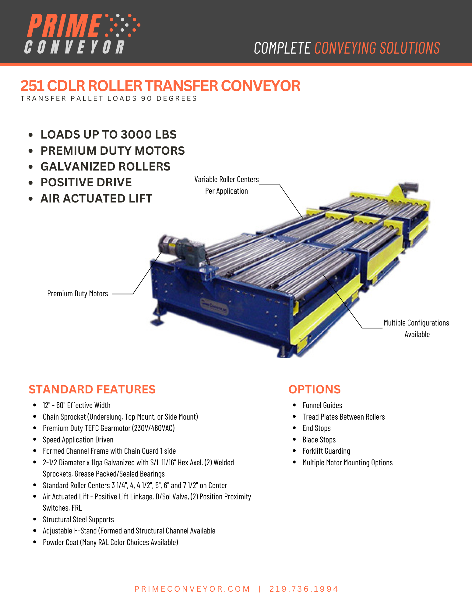 251 CDLR ROLLER TRANSFER — Prime Conveyor