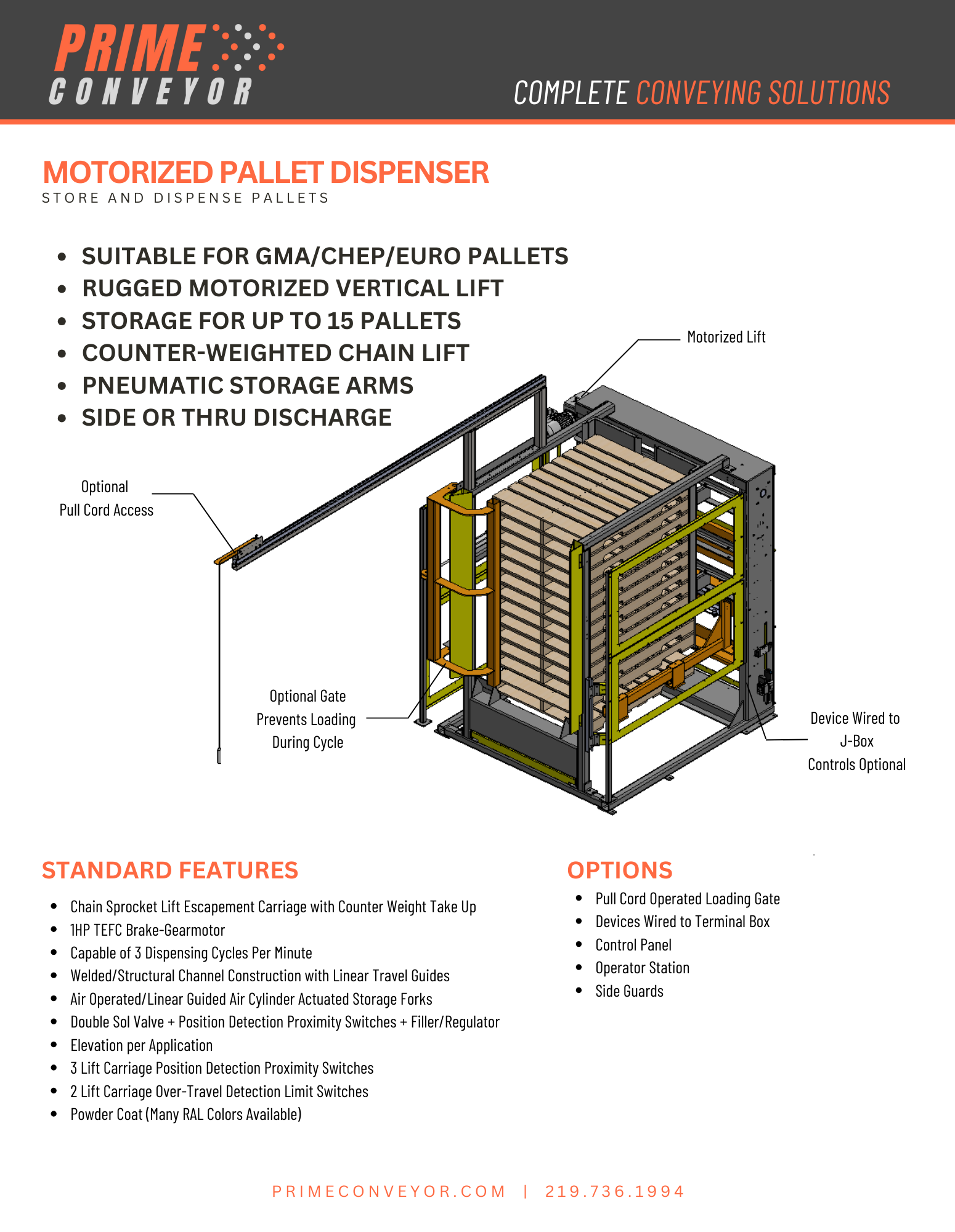 MOTORIZED PALLET DISPENSER — Prime Conveyor