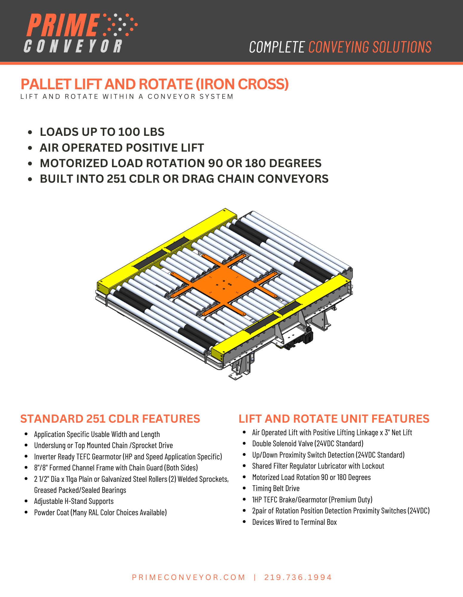 PALLET LIFT AND ROTATE (IRON CROSS) — Prime Conveyor