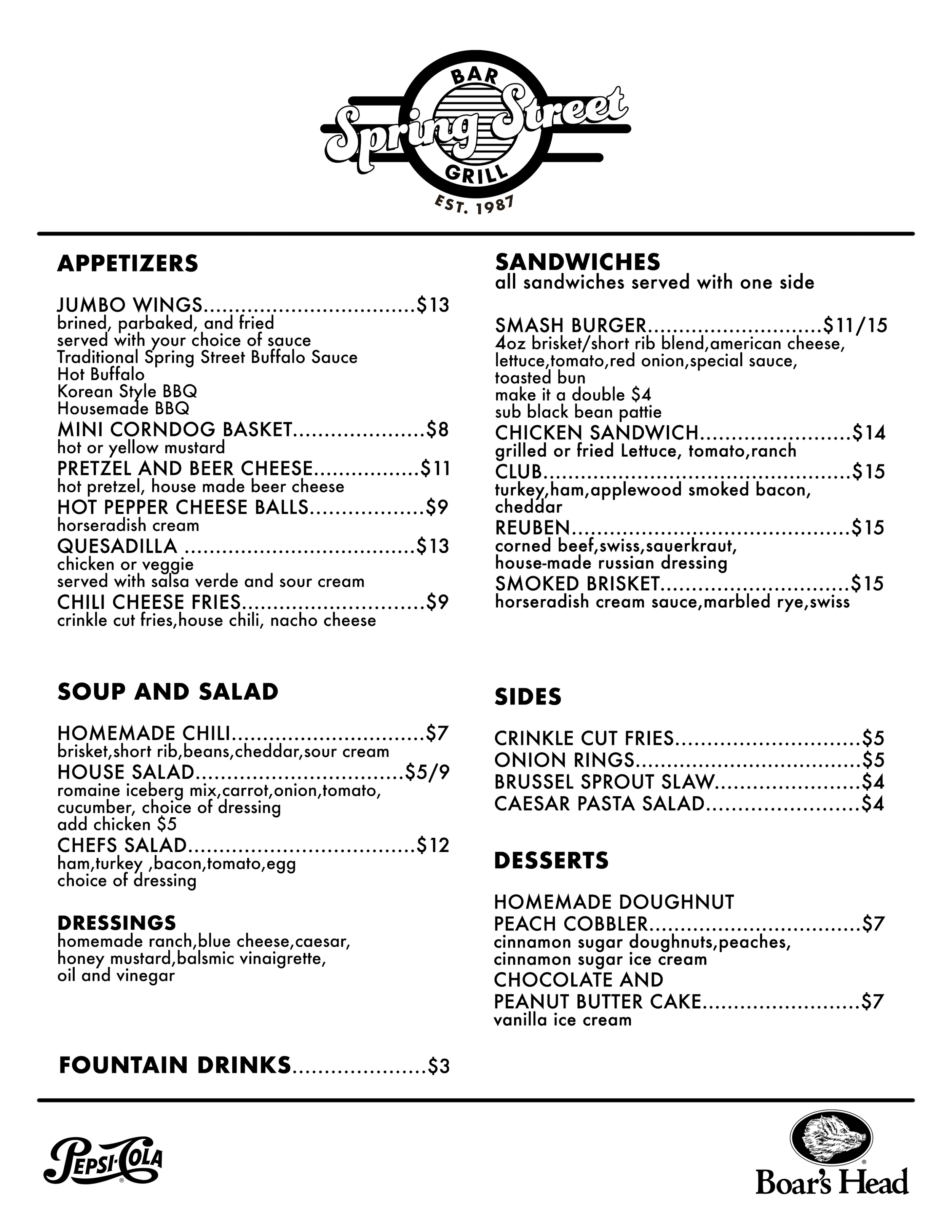 Menu — SPRING STREET BAR & GRILL