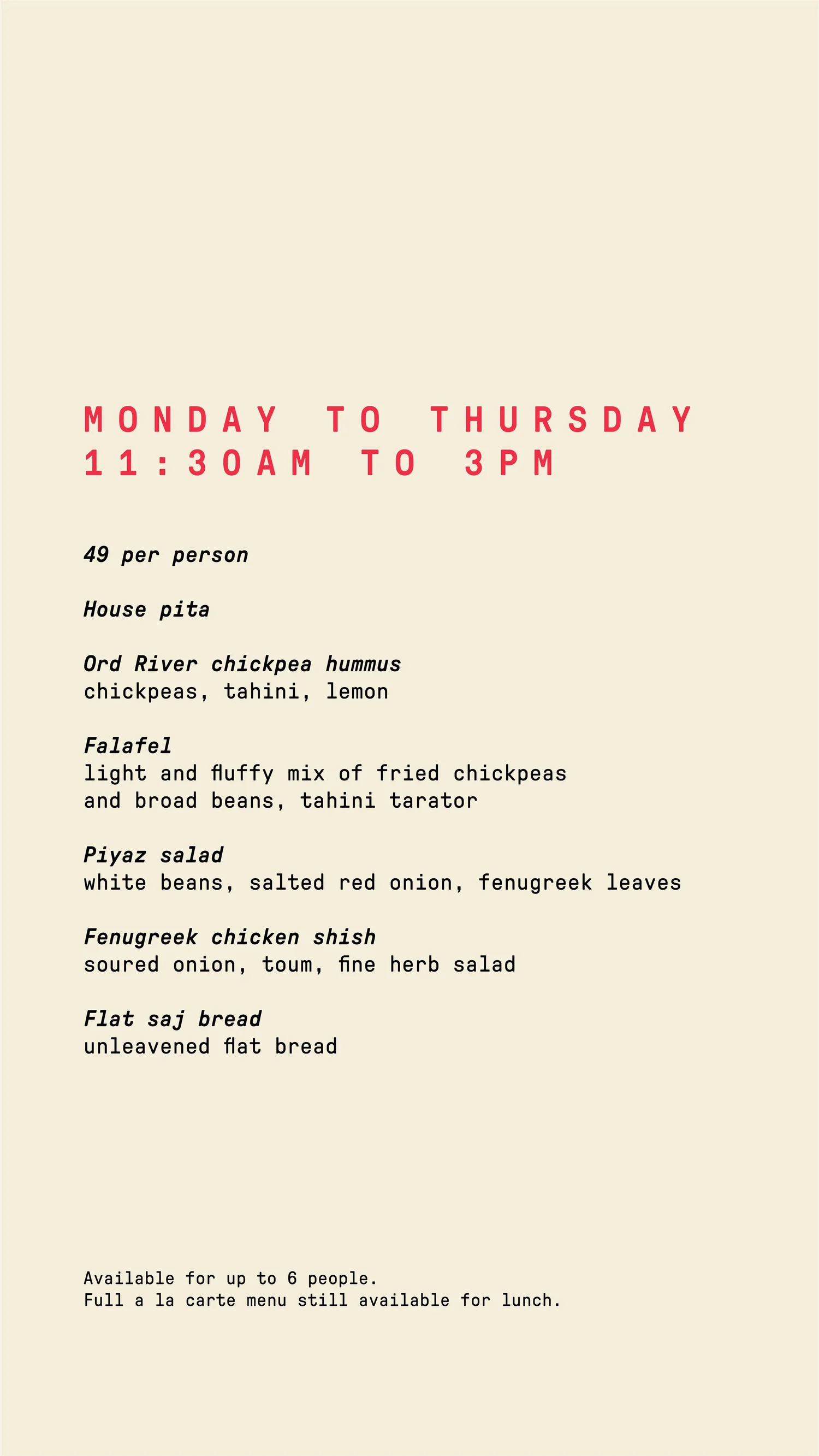Midday Menu at Golden Avenue — Anyday