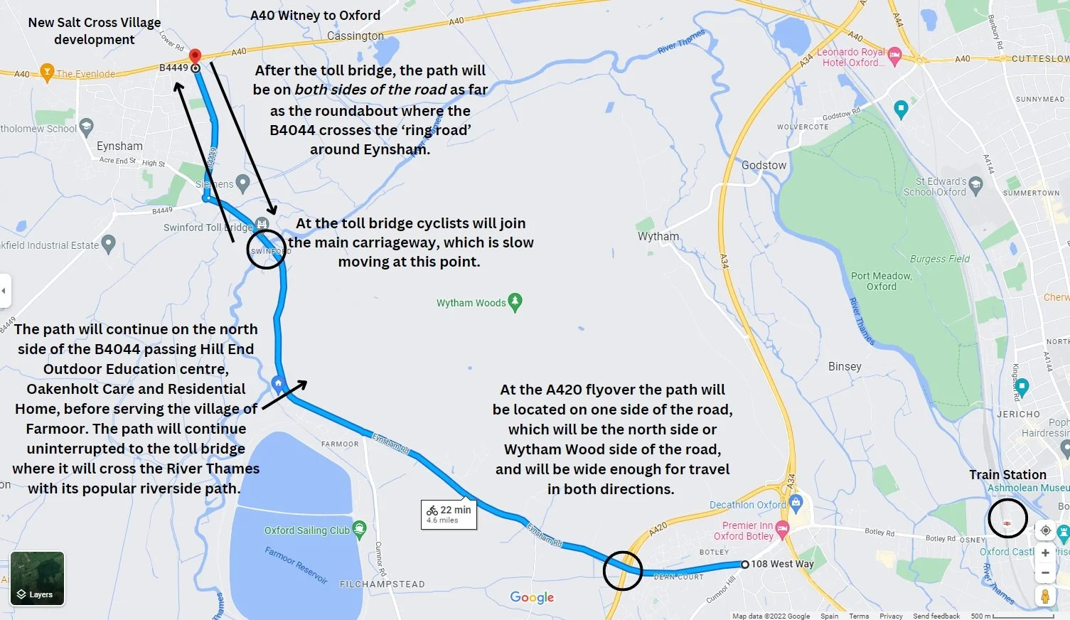 Map of path — B4044 Eynsham to Botley Community Path