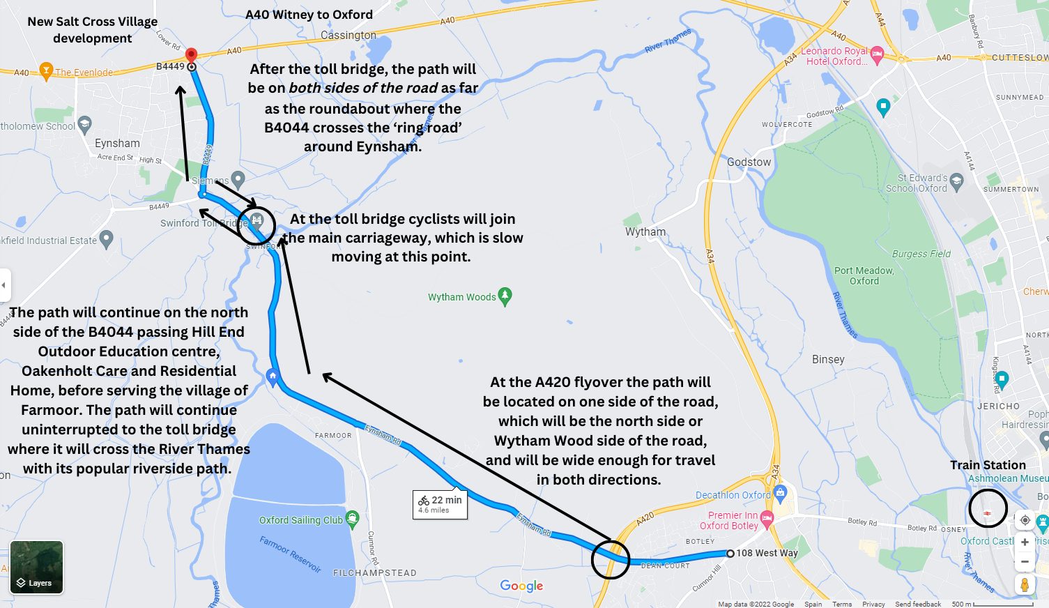 Map of path — B4044 Eynsham to Botley Community Path