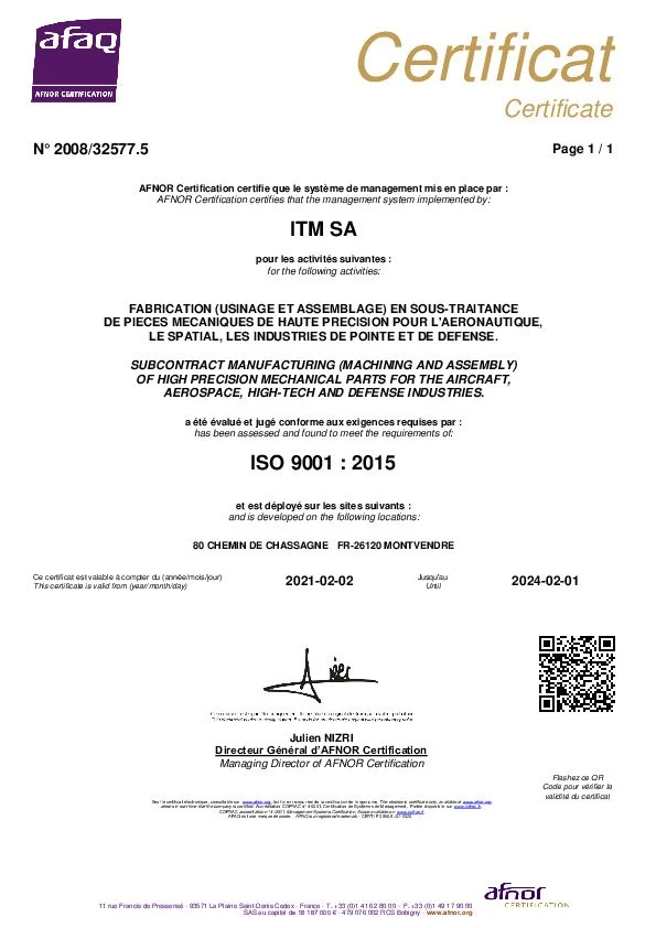Qualité et certification — I.T.M sas