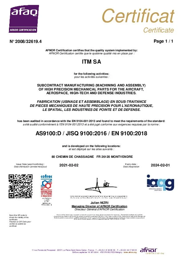 Qualité et certification — I.T.M sas
