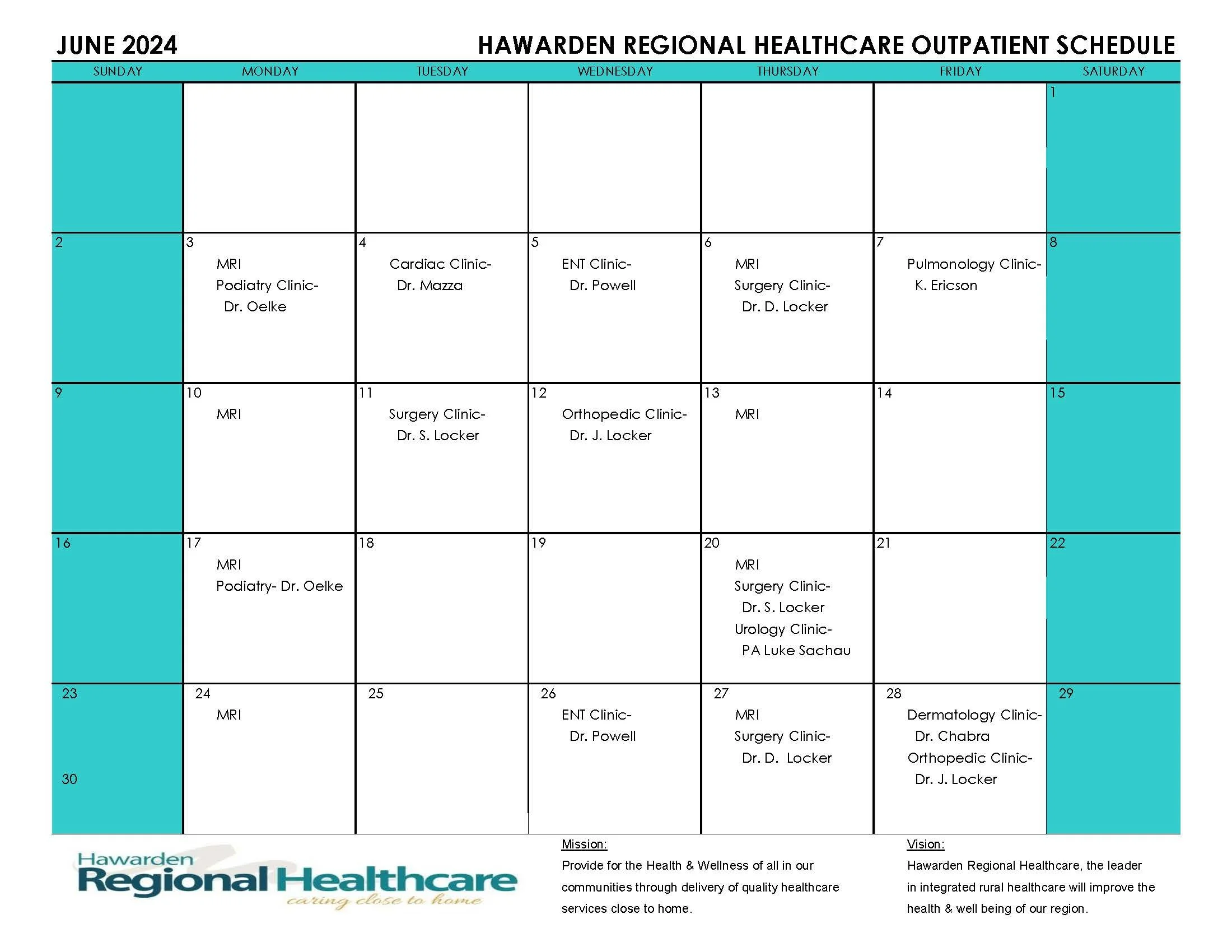 Calendar | Hawarden Regional Healthcare — Hawarden Regional Healthcare
