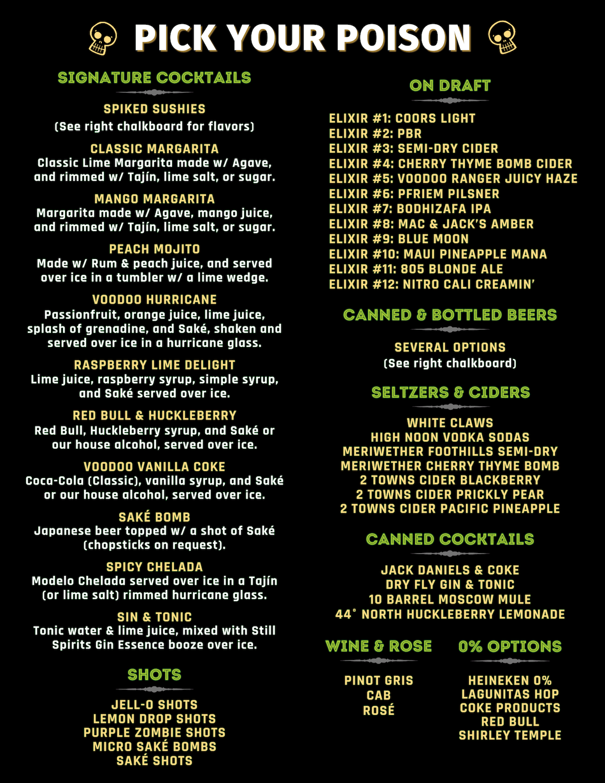 See Voodoo Cellar Boise's Menu: Featuring Drinks & Food