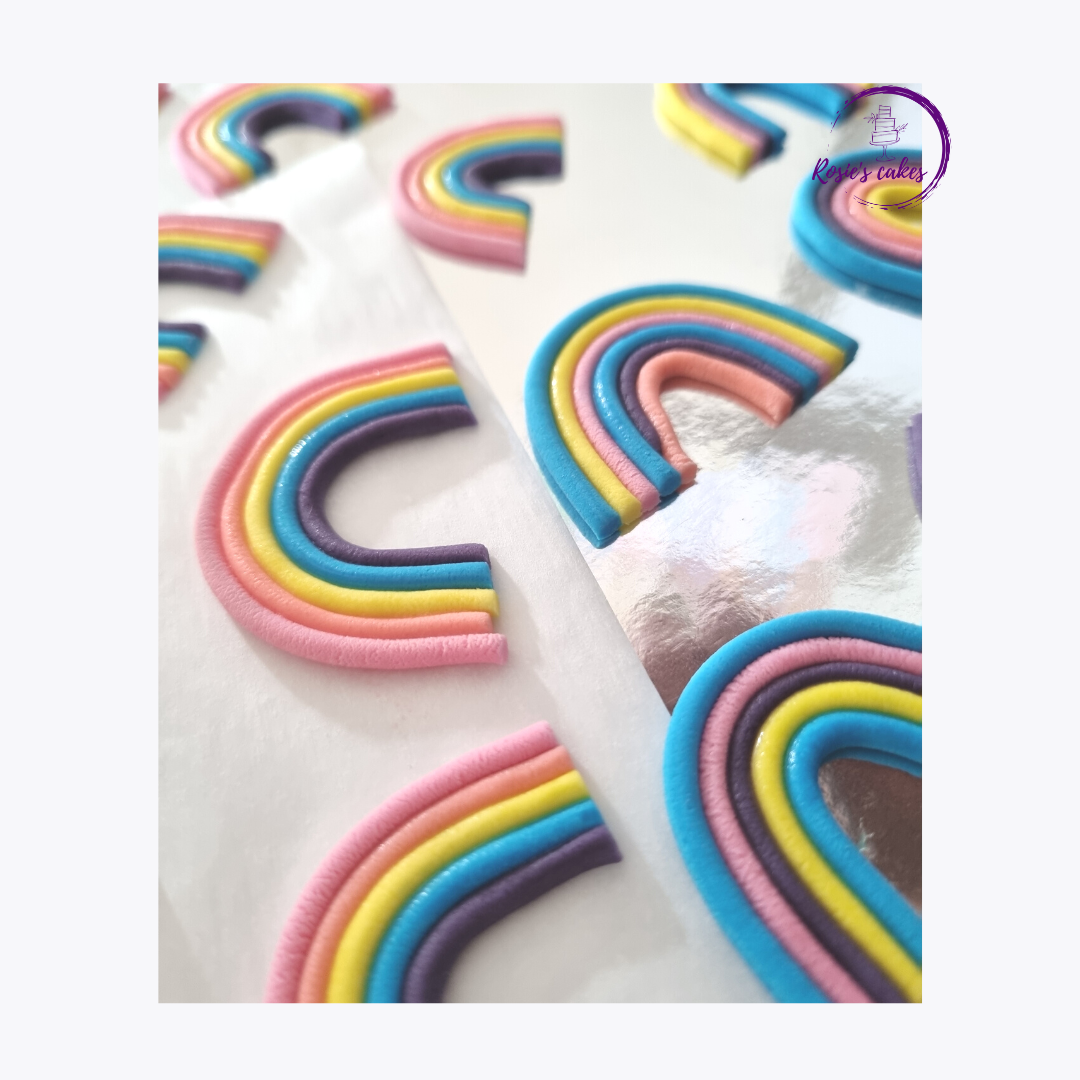 Unicorn fondant cake topper set with rainbows - handmade by me! — Rosie ...