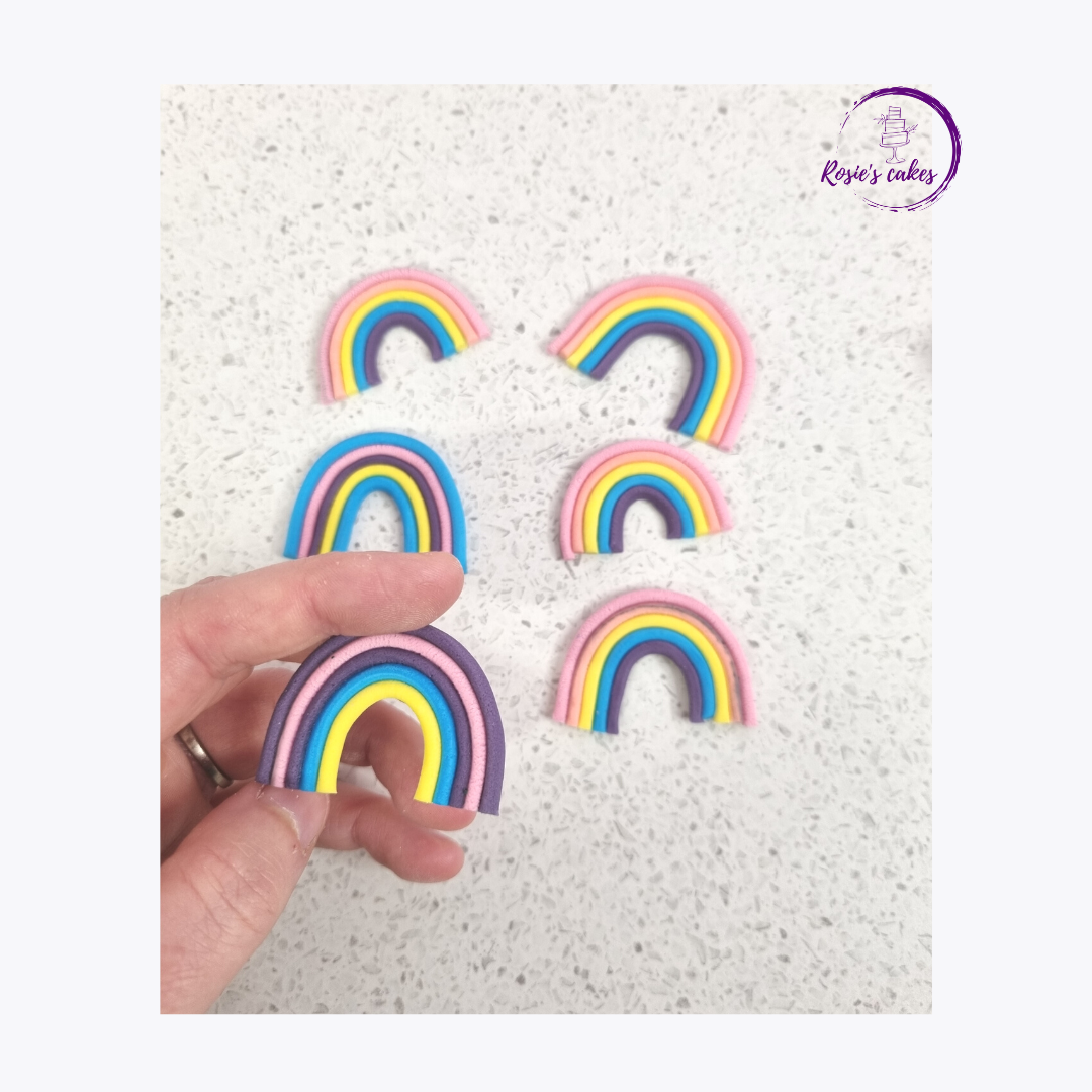 Unicorn fondant cake topper set with rainbows - handmade by me! — Rosie ...