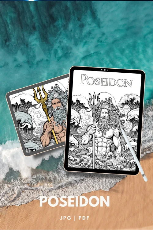 Poseidon Coloring Page | Spartan Empire Design
