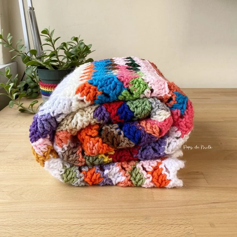 Scrappy Crochet Blanket - Use Up Your Yarn Stash — Pops de Milk - Fun ...