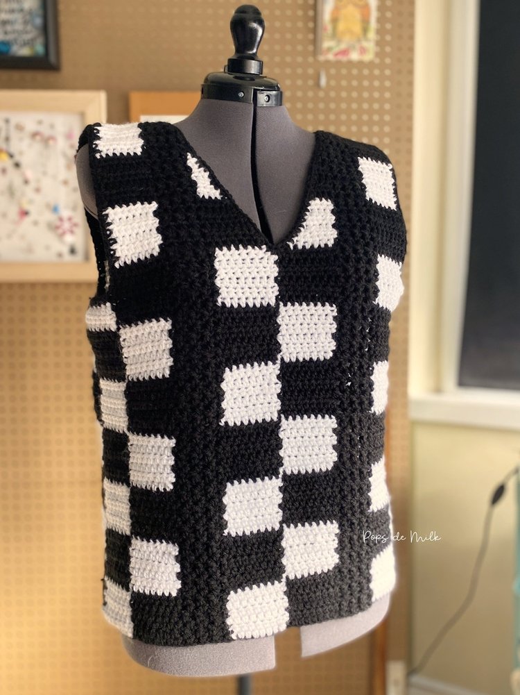 Wednesday Checkered Vest - Crochet Pattern — Pops de Milk - Fun and ...