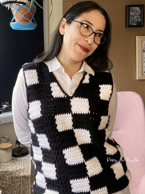 Wednesday Checkered Vest - Crochet Pattern — Pops de Milk - Fun and ...