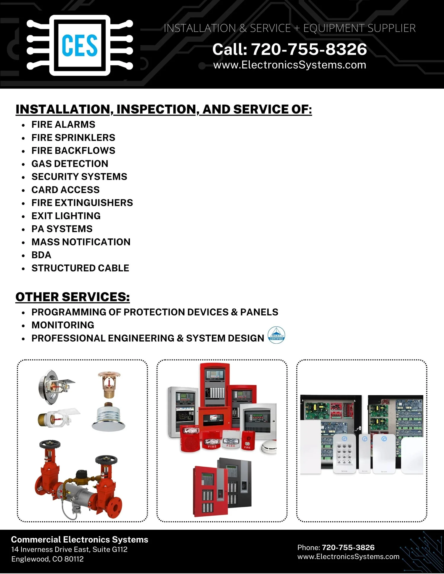 installation inspection and service — Commercial Electronics Systems