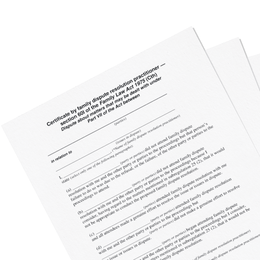 Section 60i Certificates | Family Dispute Resolution Certificate ...
