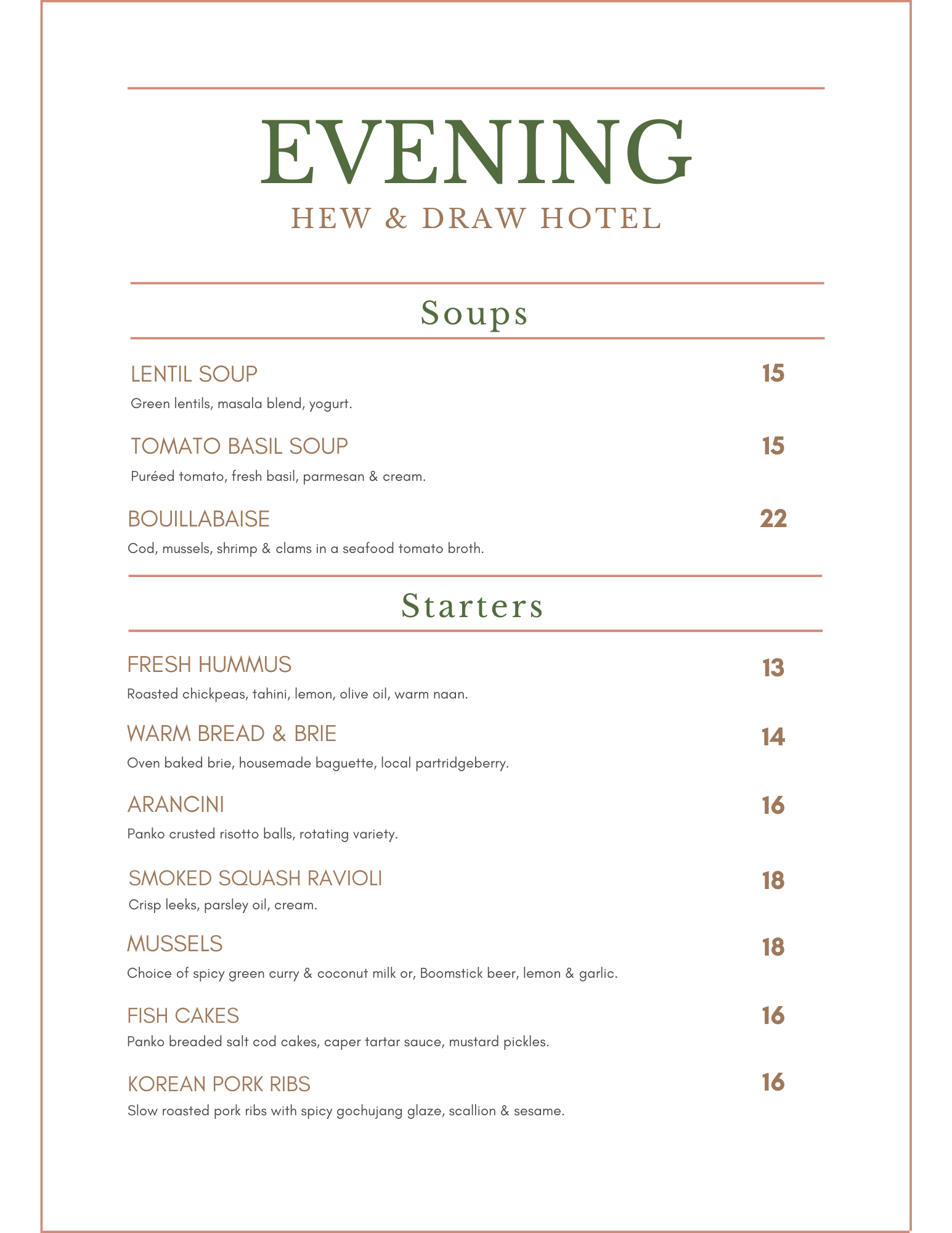 Dinner | Reserve Your Table — Hew & Draw Hotel