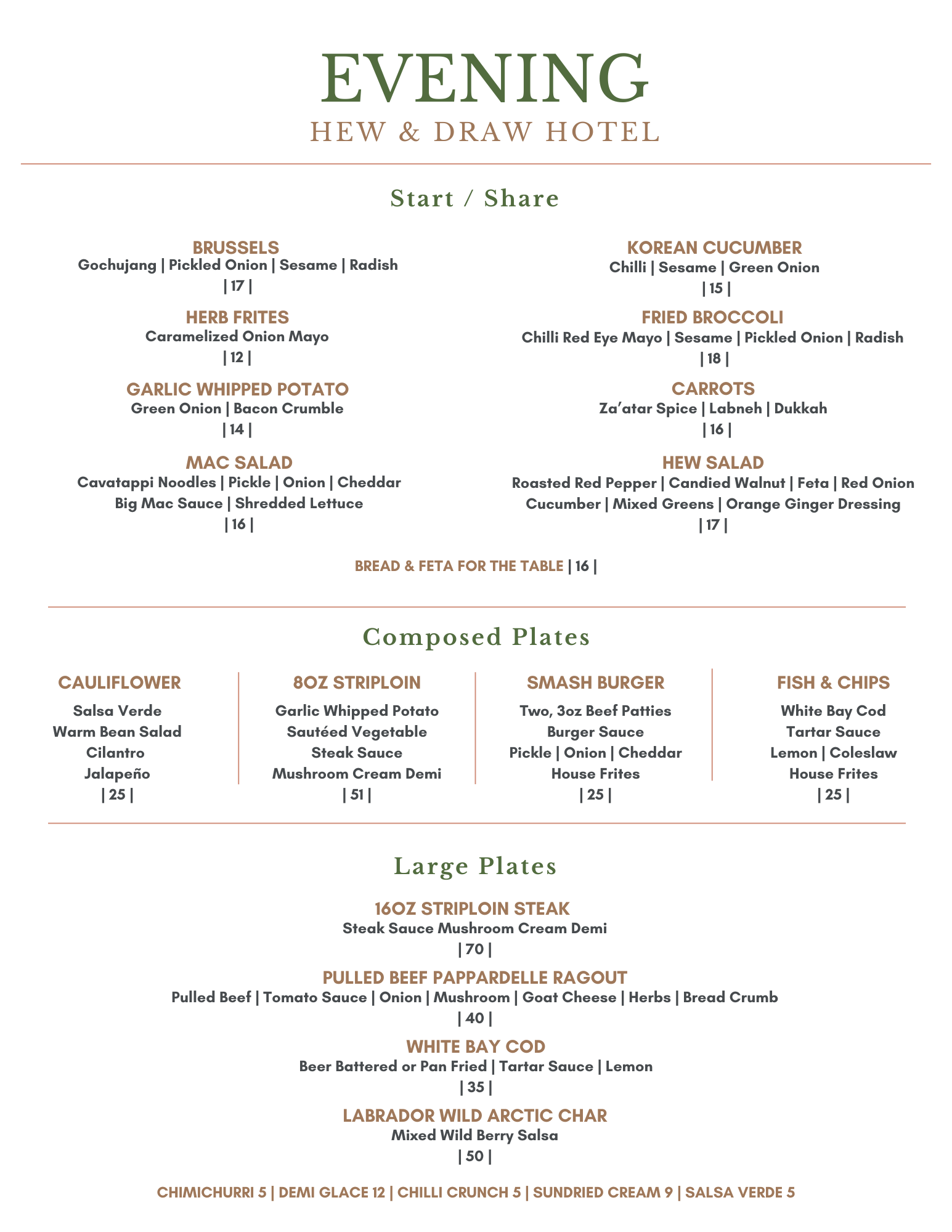 Dinner | Reserve Your Table — Hew & Draw Hotel