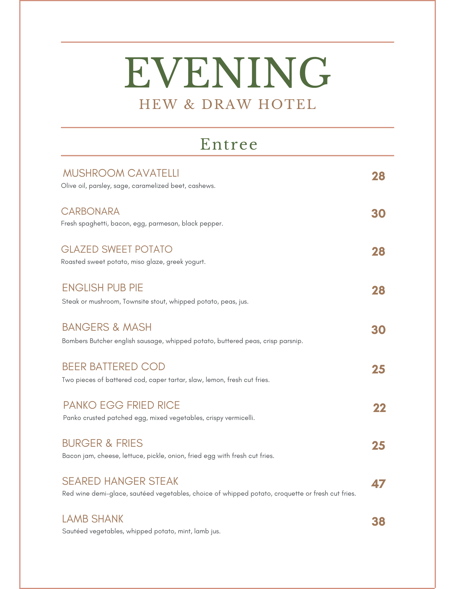 Dinner | Reserve Your Table — Hew & Draw Hotel