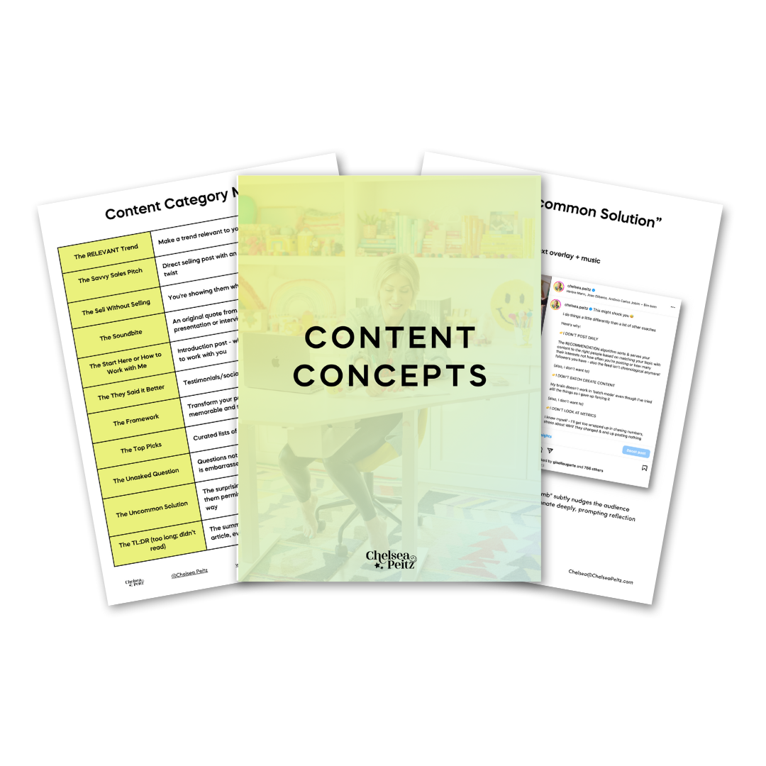 40 Content Concepts to Convert Followers — Chelsea Peitz Consulting