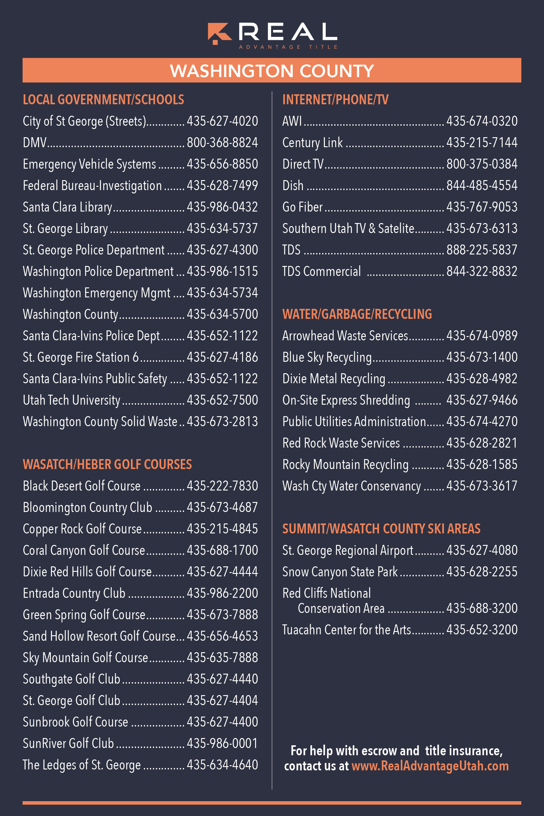 Utility Sheets — Real Advantage Title