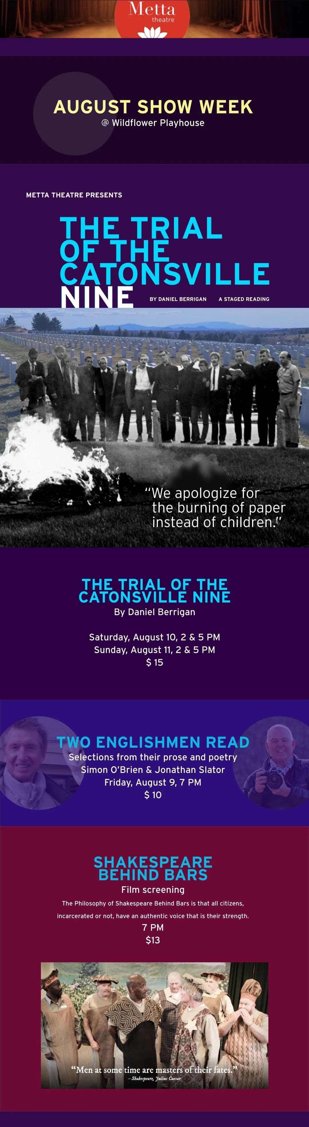 Metta Theatre August Show Week — WildFlower Playhouse
