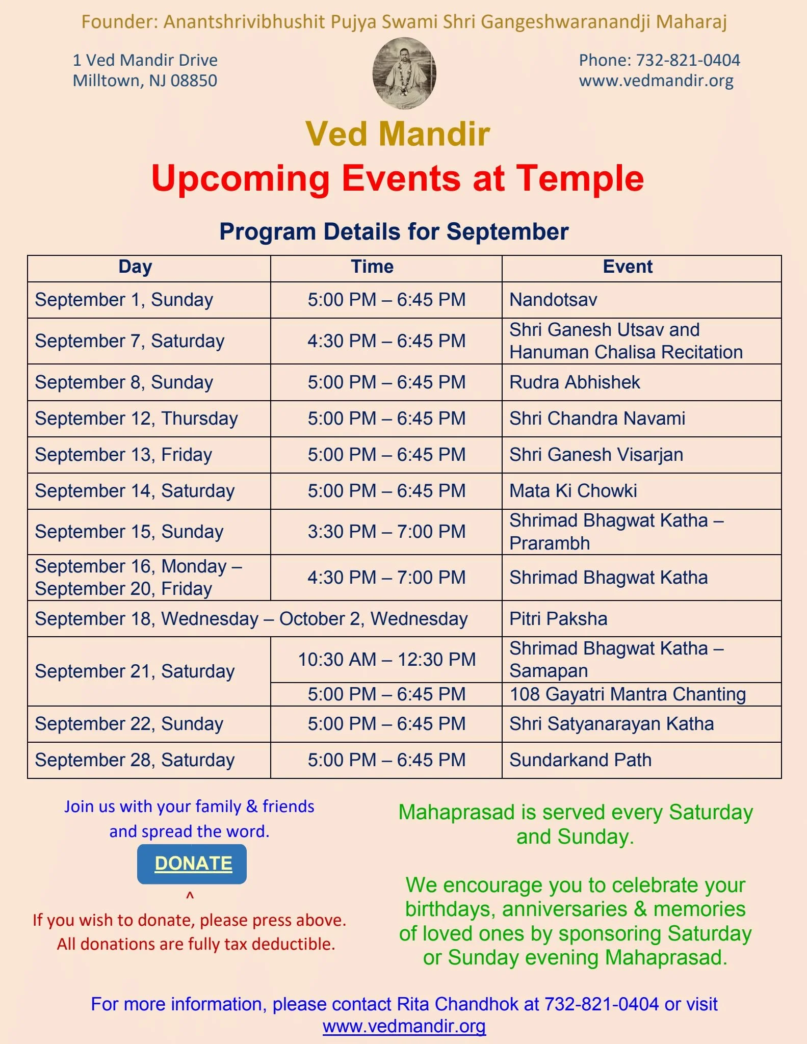 Events — Ved Mandir