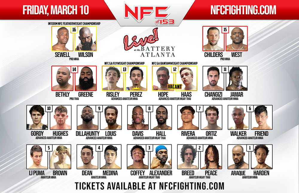 NFC 153 | Friday March 10th, 2023 at Live! at the Battery Atlanta — NFC ...