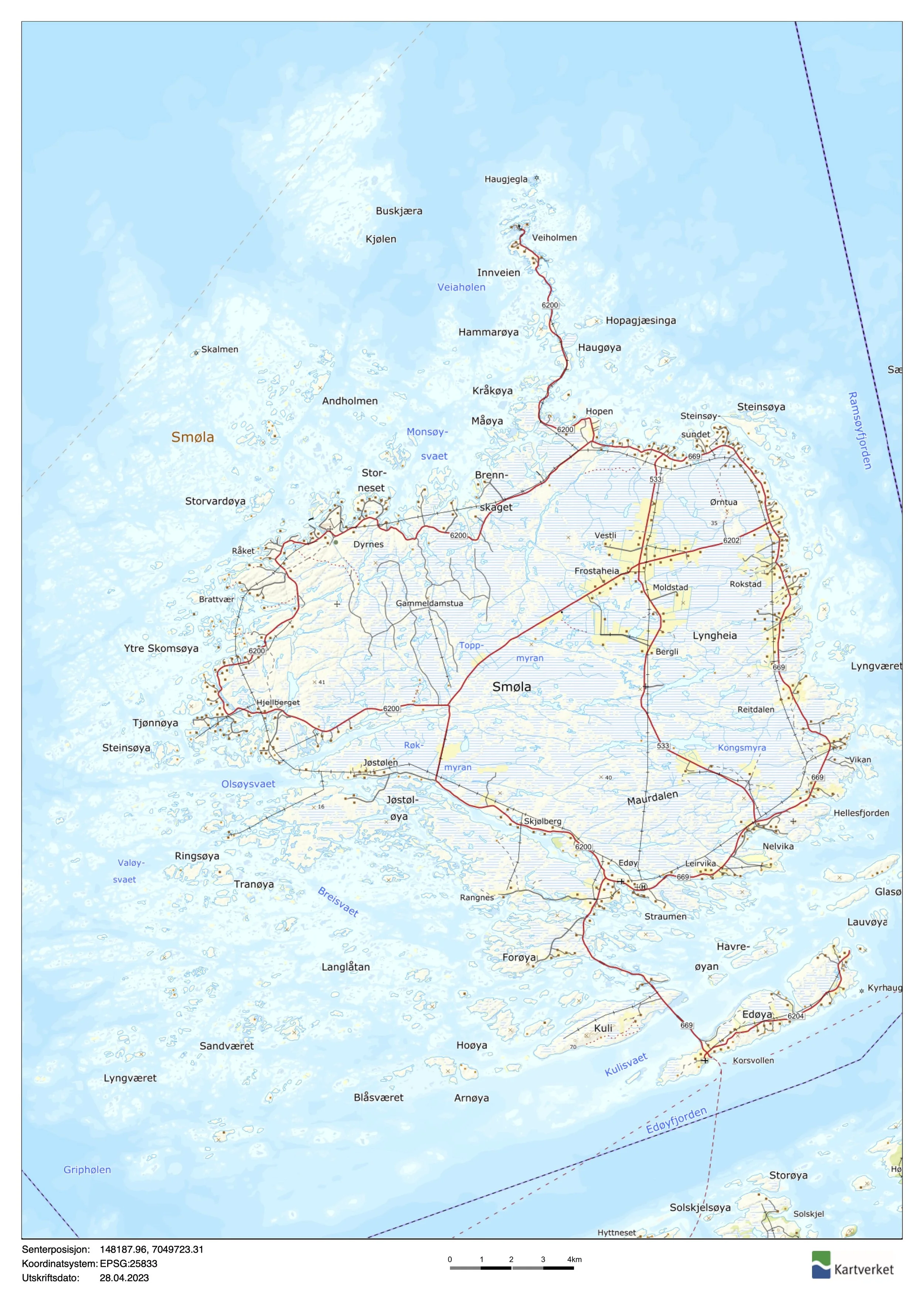 Kart over Smøla — OPPLEV SMØLA