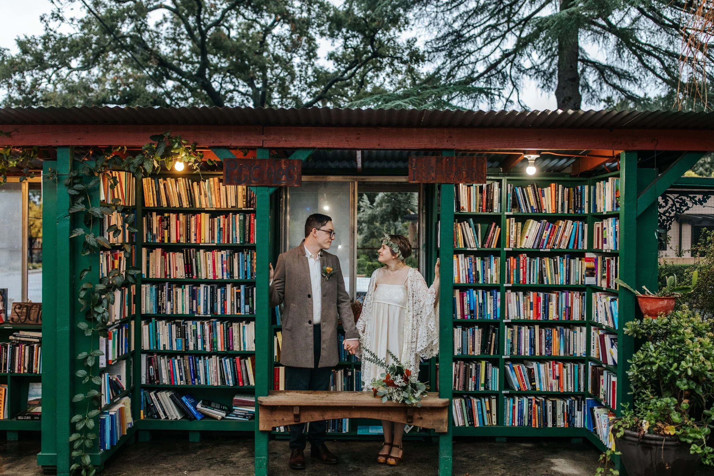 Intimate Bohemian Wedding at a Charming Outdoor Bookstore — Santa ...