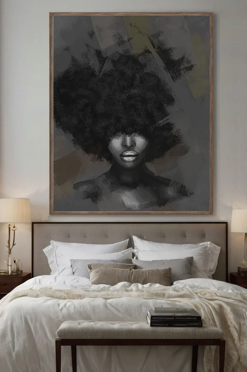 Amina – Afro Art Print of a Black Woman with Bold Natural Hair and ...