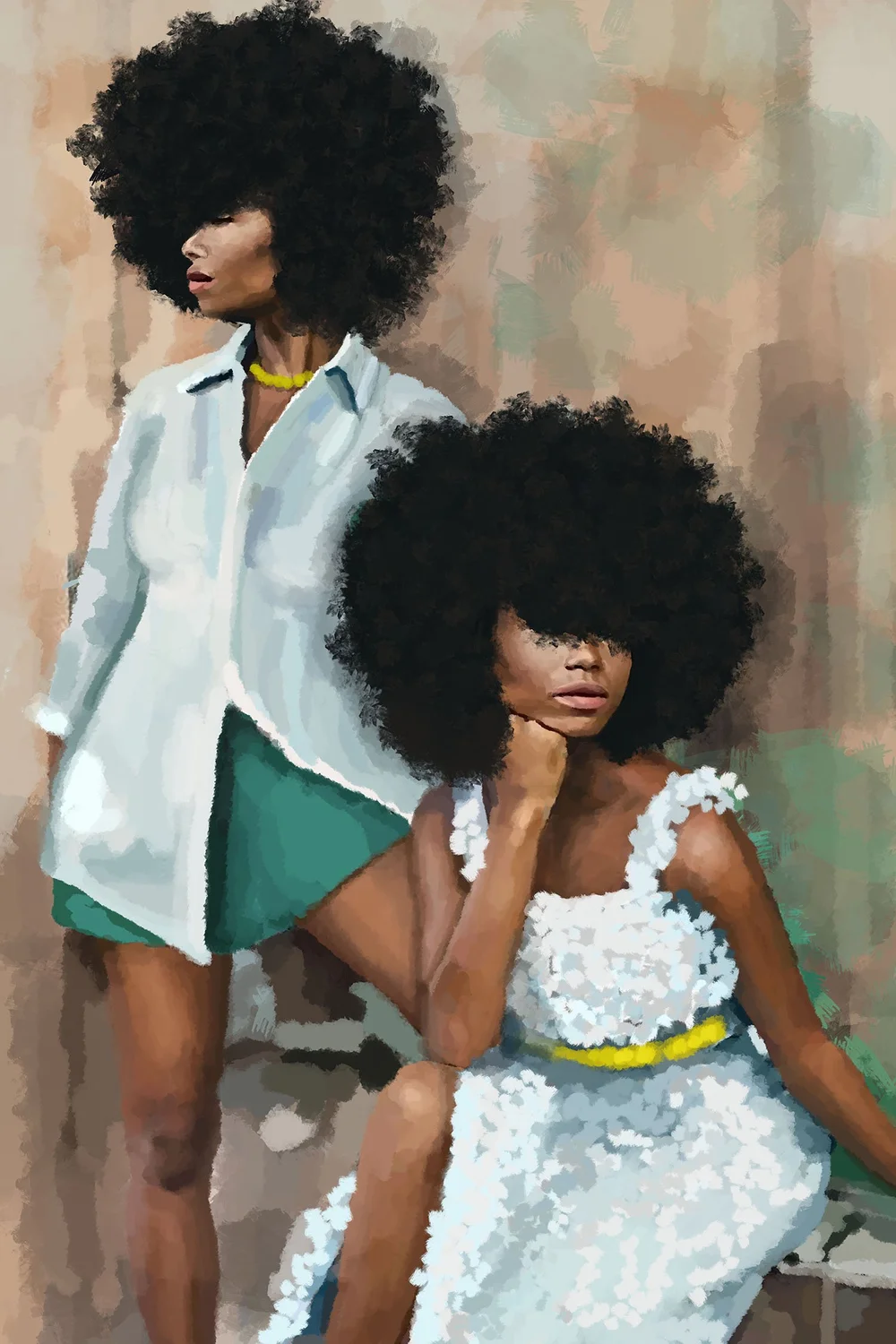 In Good Company – Elegant Afro Art Print of a Black Woman with Martini ...