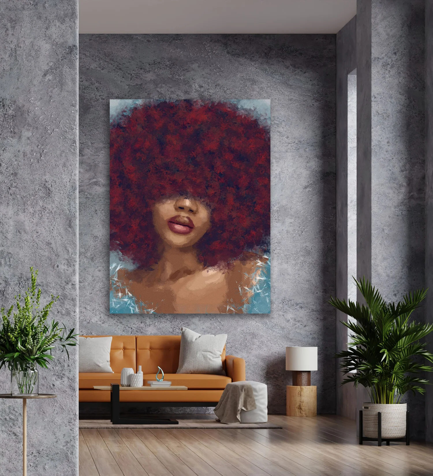 Amina – Afro Art Print of a Black Woman with Bold Natural Hair and ...
