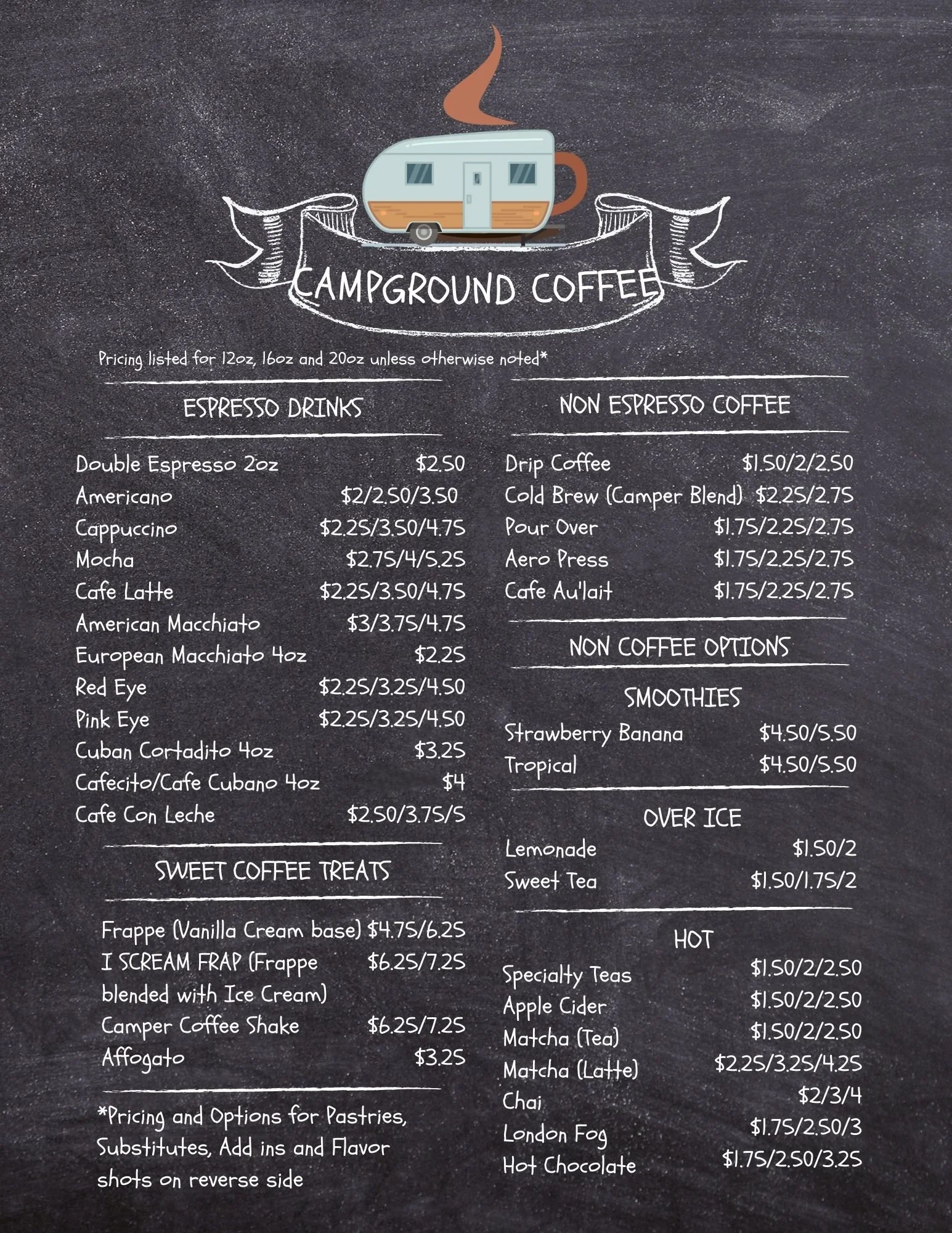 Menu — Campground Coffee