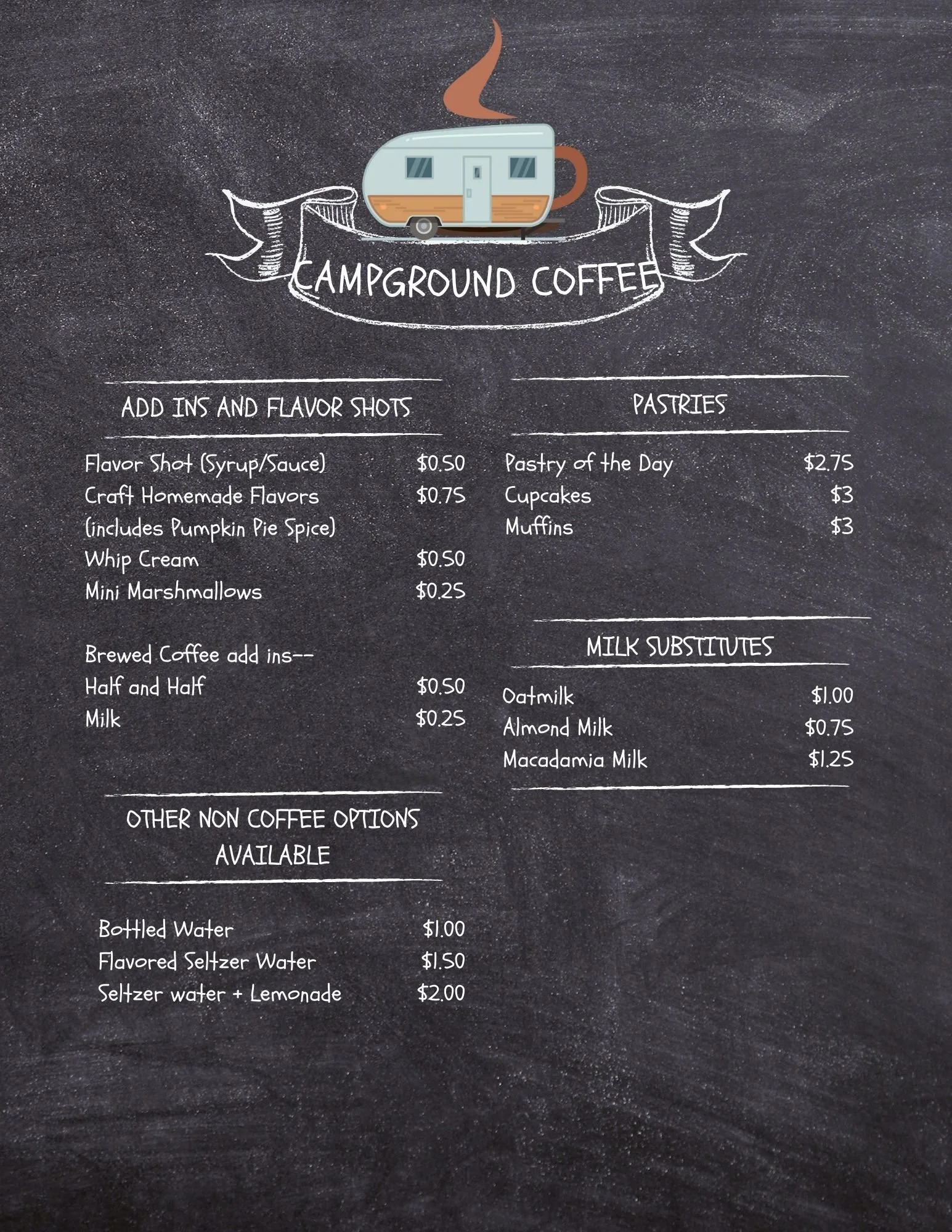 Menu — Campground Coffee