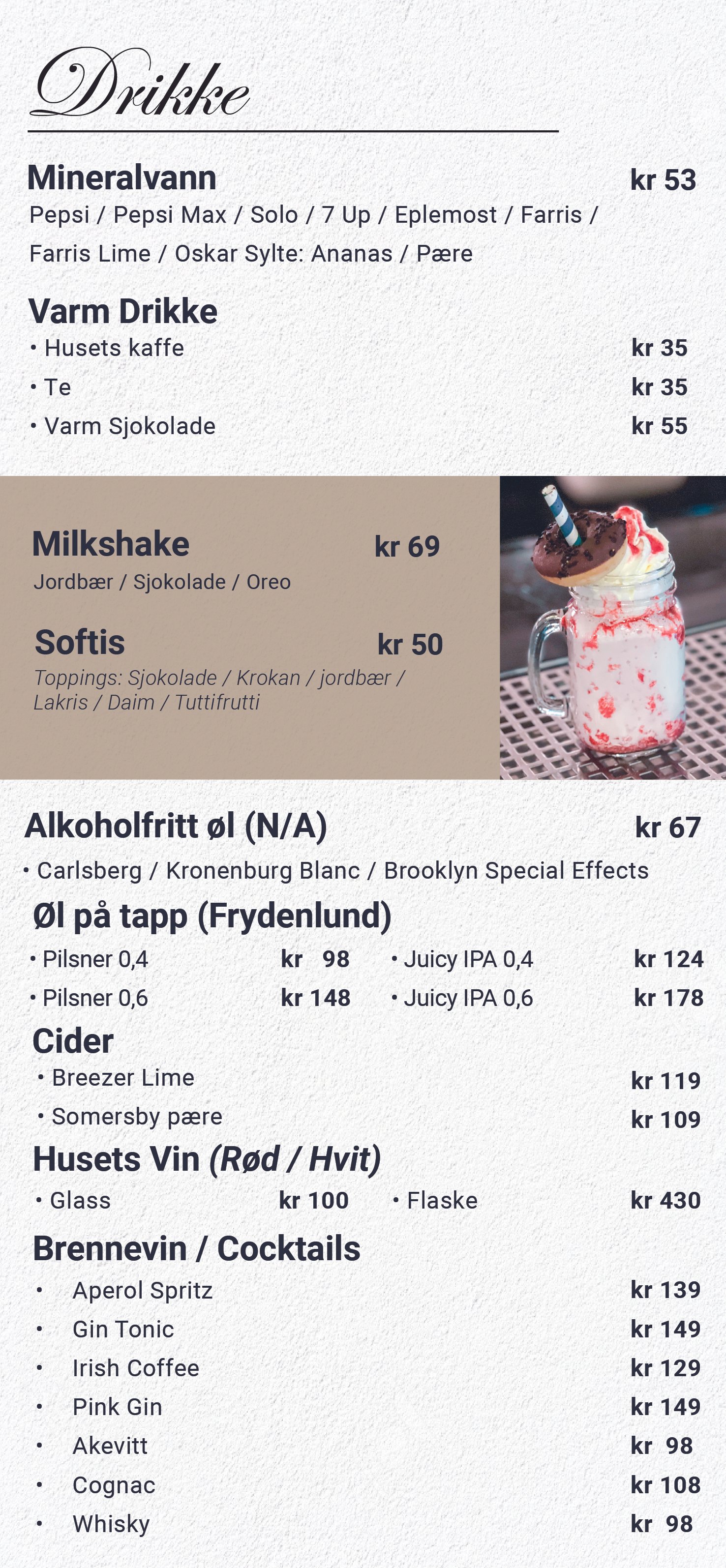 Meny — Vardestua Restaurant