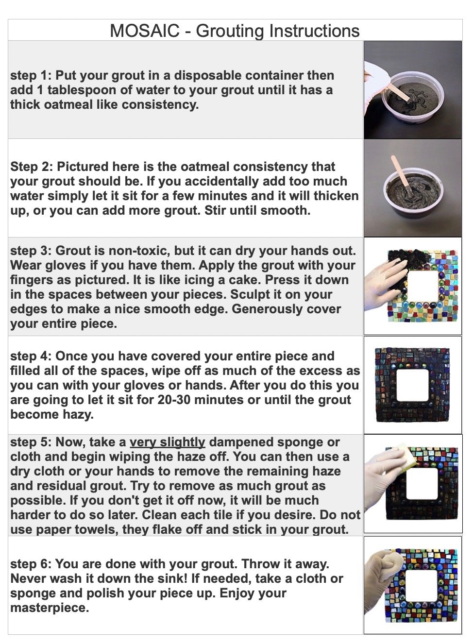 Grouting Instructions — Speckles+Splatter