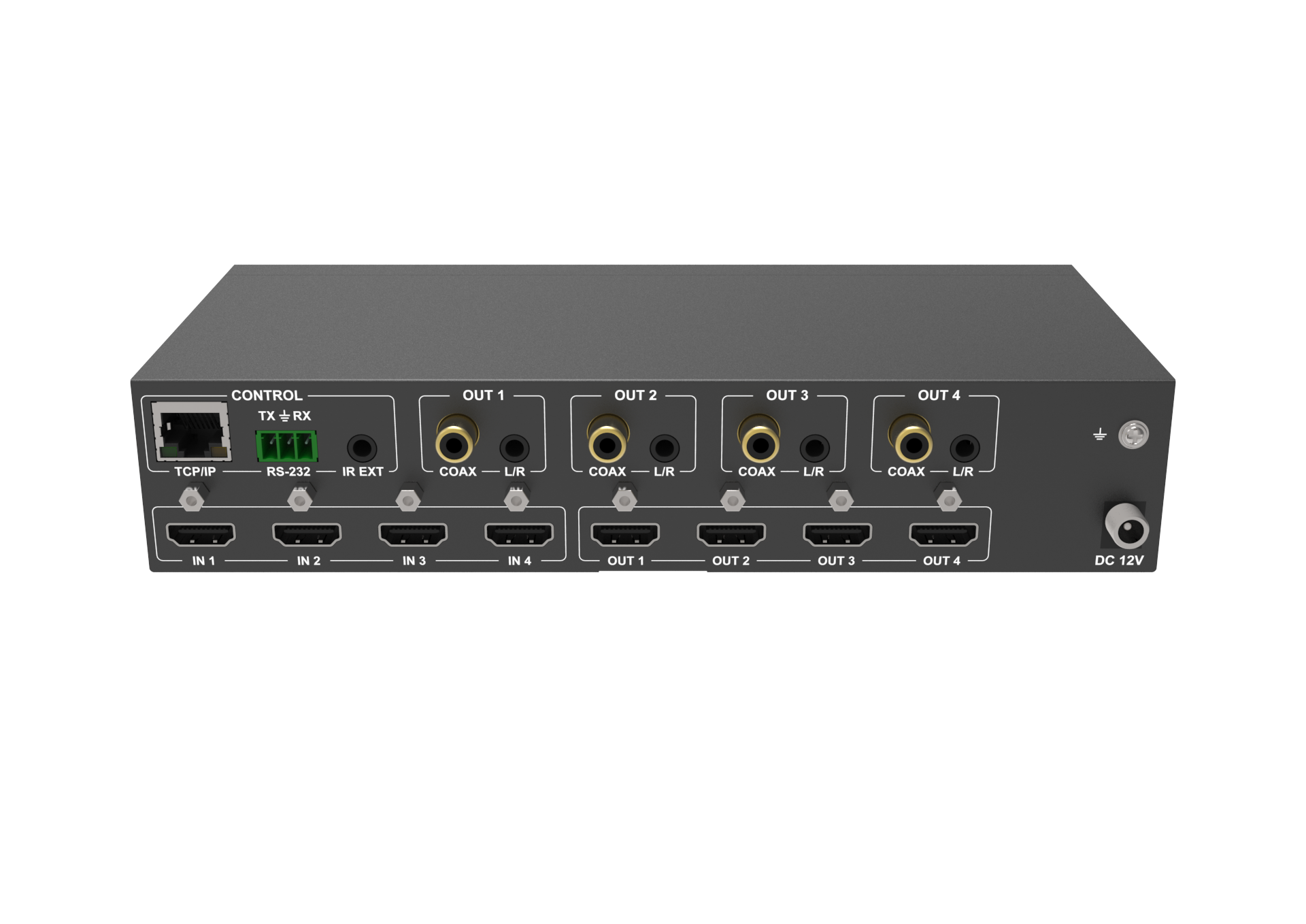 VLMX-0404E | 4x4 HDMI 2.0 Matrix with output 4K to 1080p downscaling ...