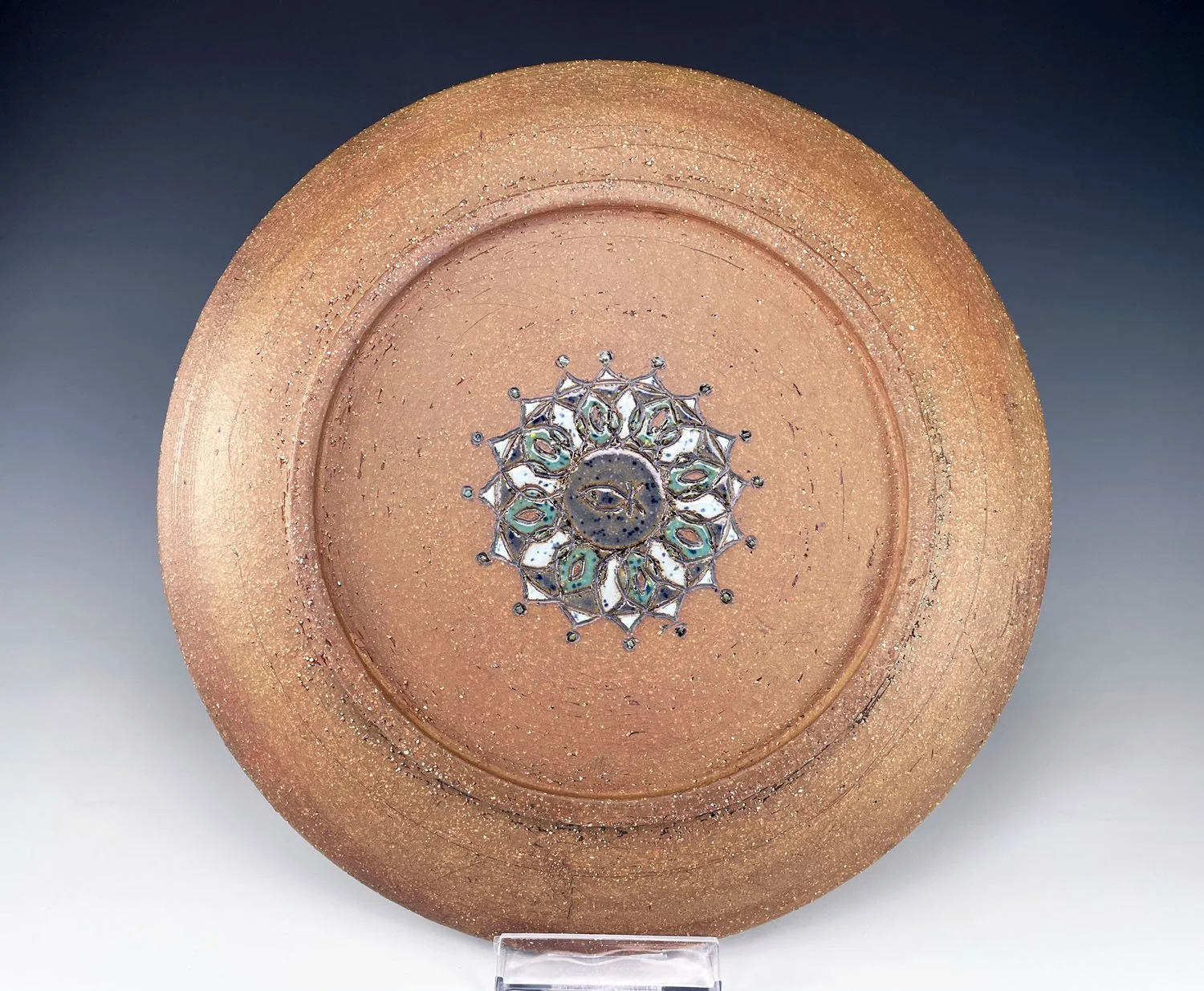 Purchase Ceramic Plate with Colorful Carved Design and Natural Speckled ...