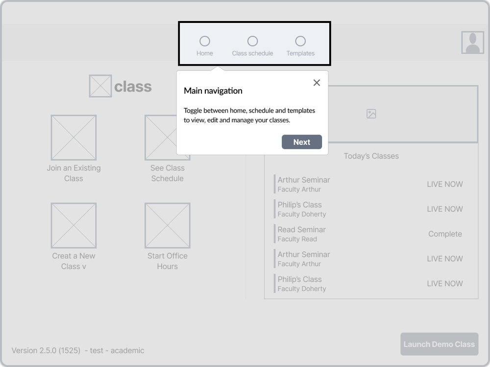 In-app tutorial - Class Technologies — Desarai Egerton