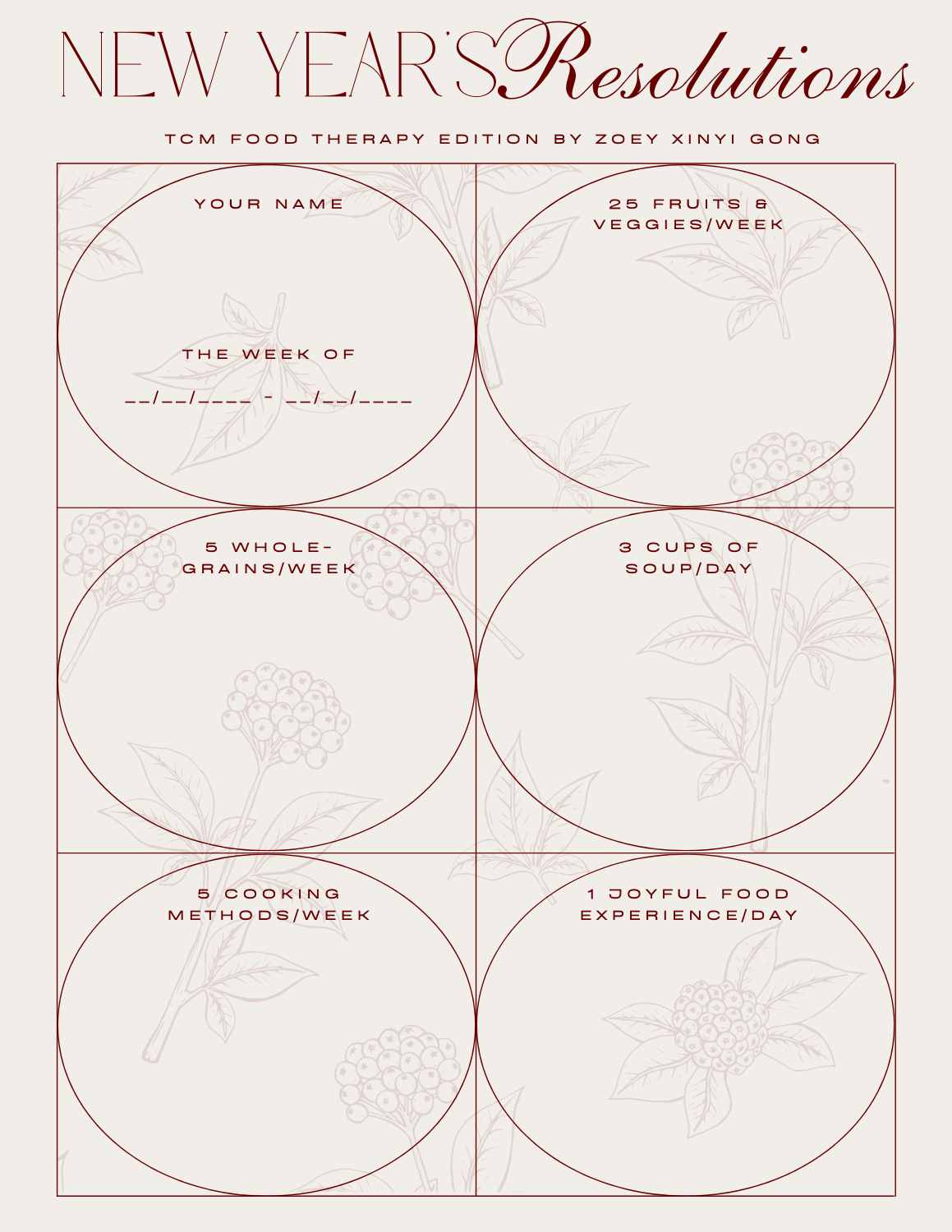 TCM Food Therapy New Year's Resolutions Planner — Zoey Xinyi Gong