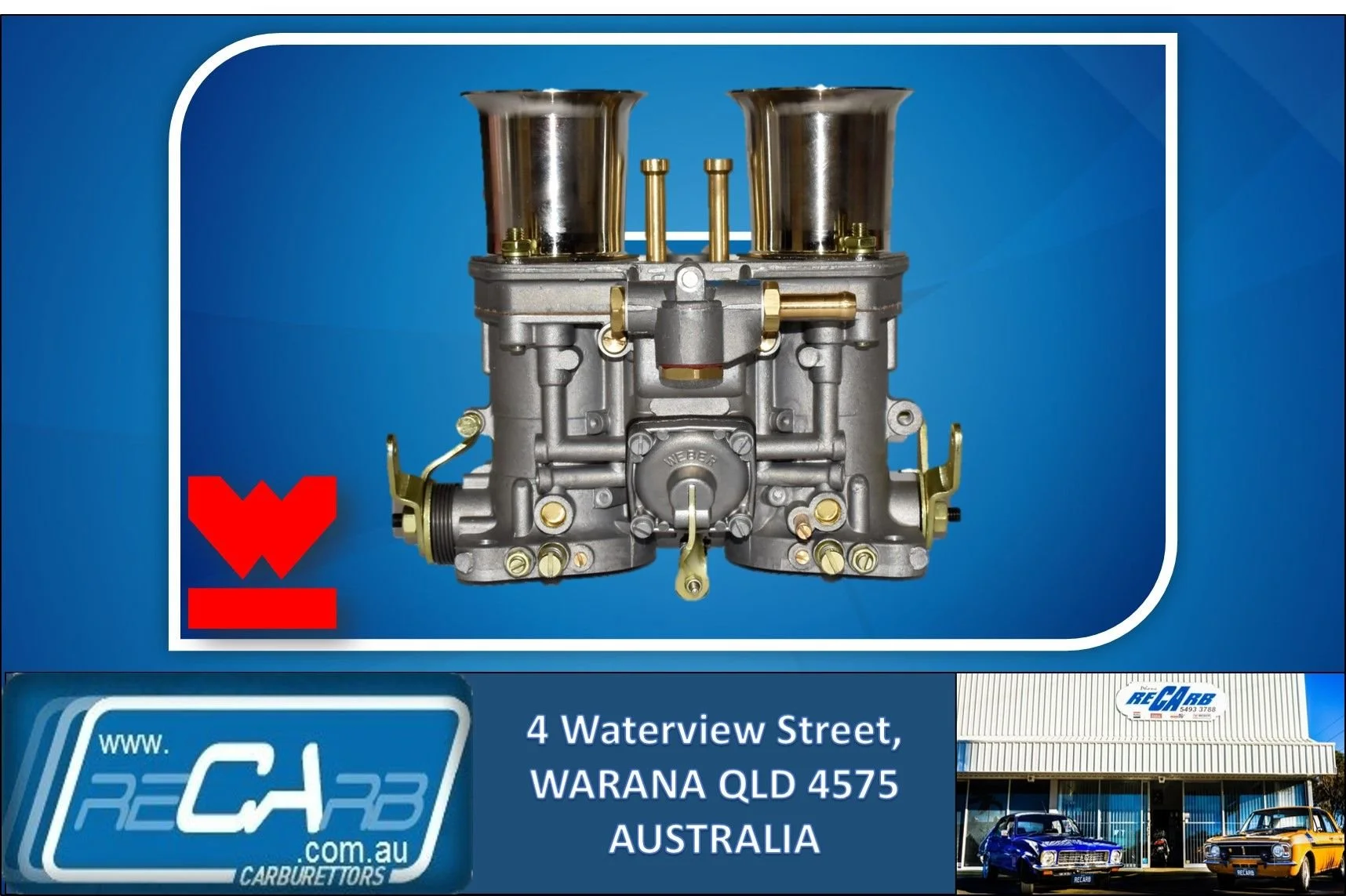 4 Barrel Holley Adaptor with Twin 48 IDF Weber Carburettors Kit — RECARB